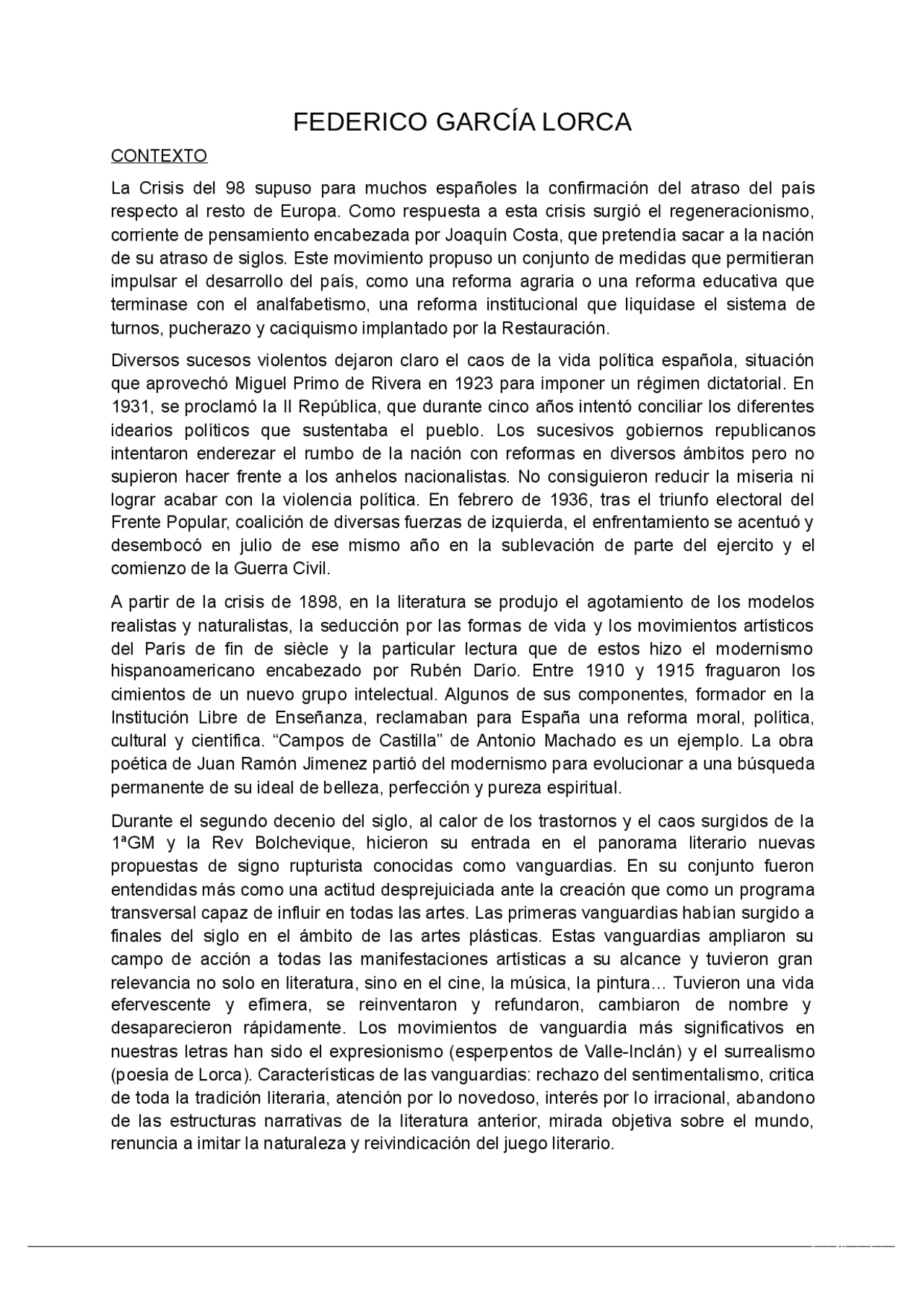 La poesía de Federico García Lorca: Tradición y vanguardia | Esquemas y ...
