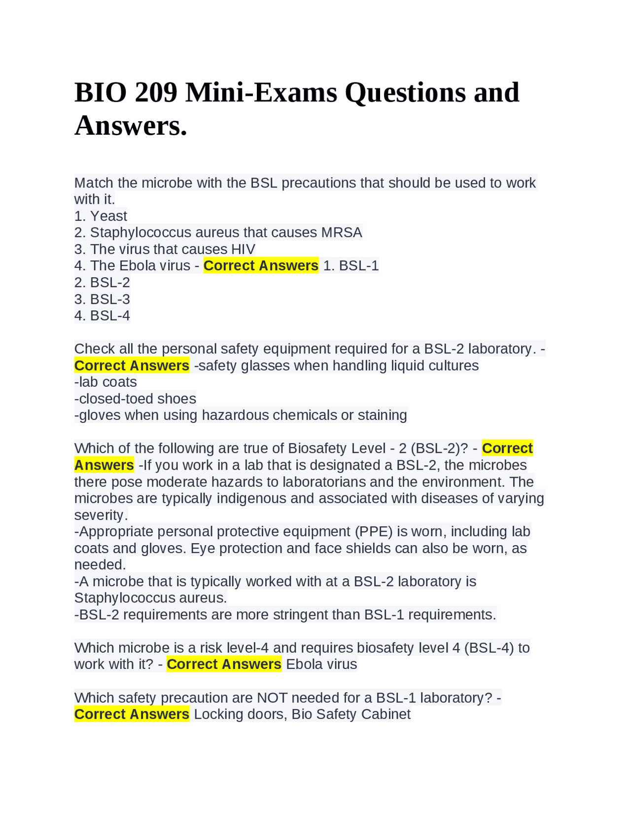 Biosafety and Microbiology Laboratory Procedures: Questions and Answers ...