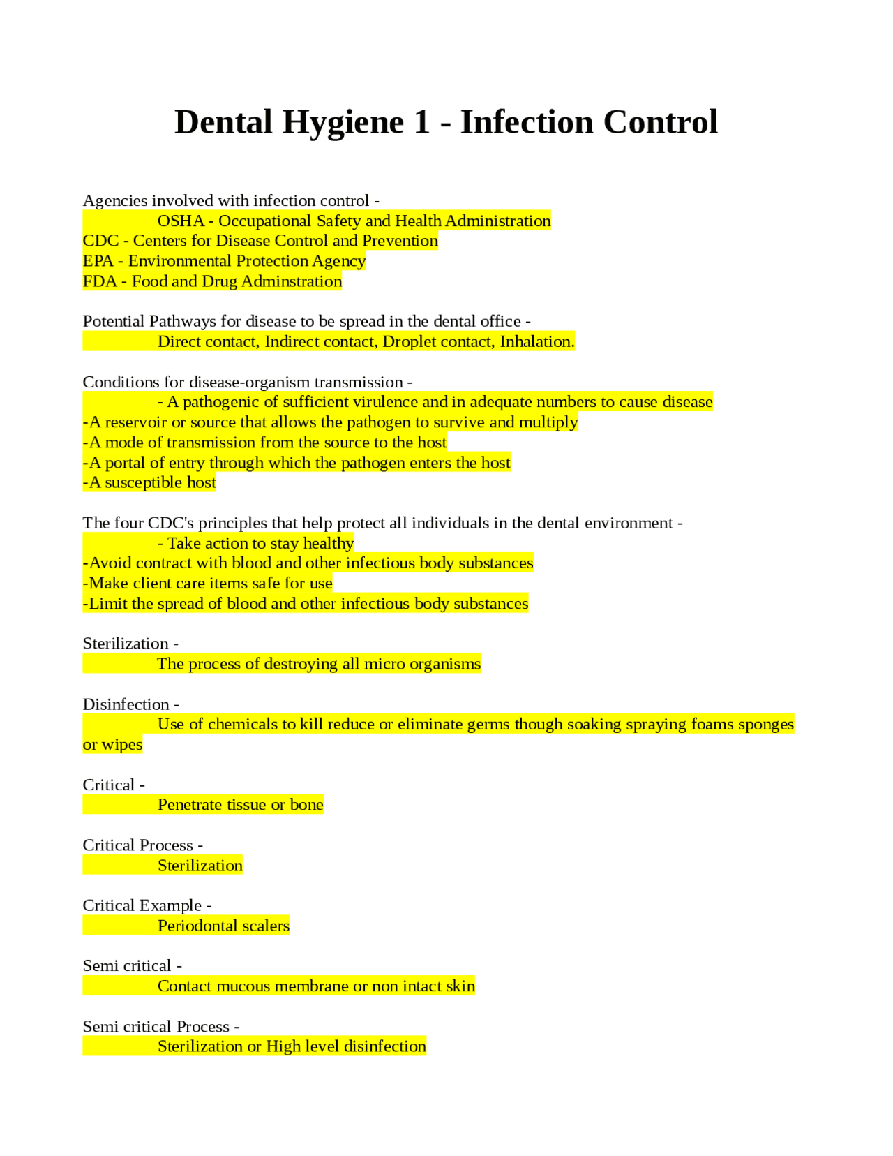 Infection Control in Dental Hygiene: Guidelines and Practices | Exams ...