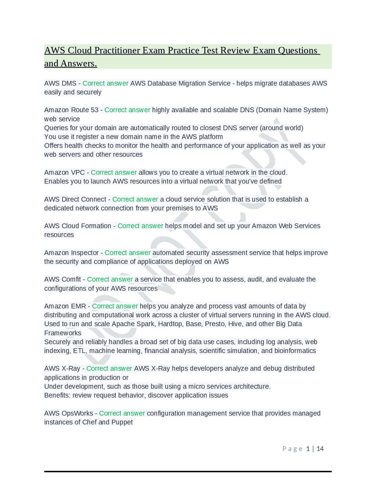 AWS Cloud Practitioner Exam Practice Test Review Exam Questions and ...
