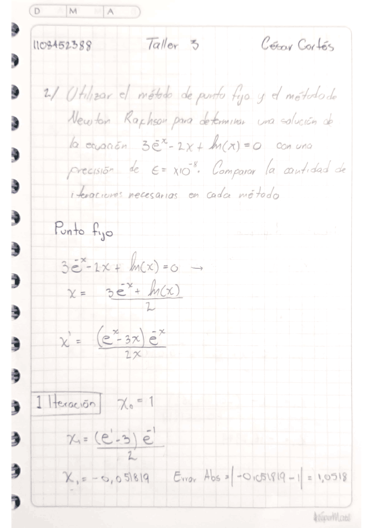 Taller 3 métodos numéricos y programación | Ejercicios de Métodos Numéricos | Docsity