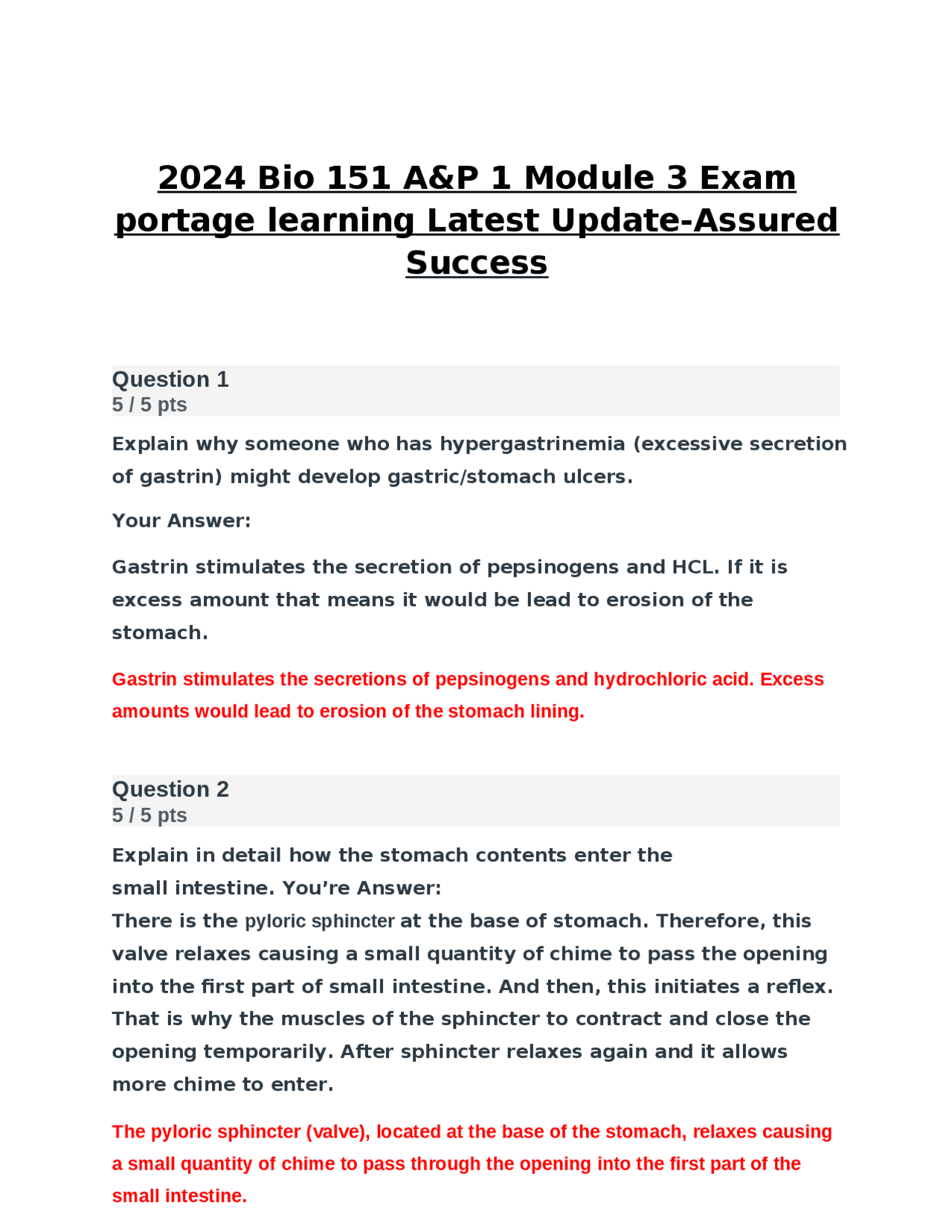 A&P 1 Module 3 Exam: Digestive System Functions and Organs | Exams ...