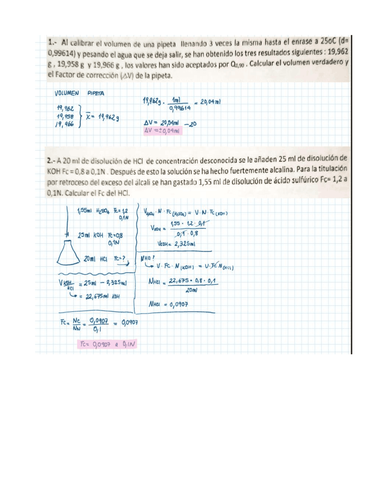 ejercicios de repaso | Ejercicios de Química Analítica | Docsity