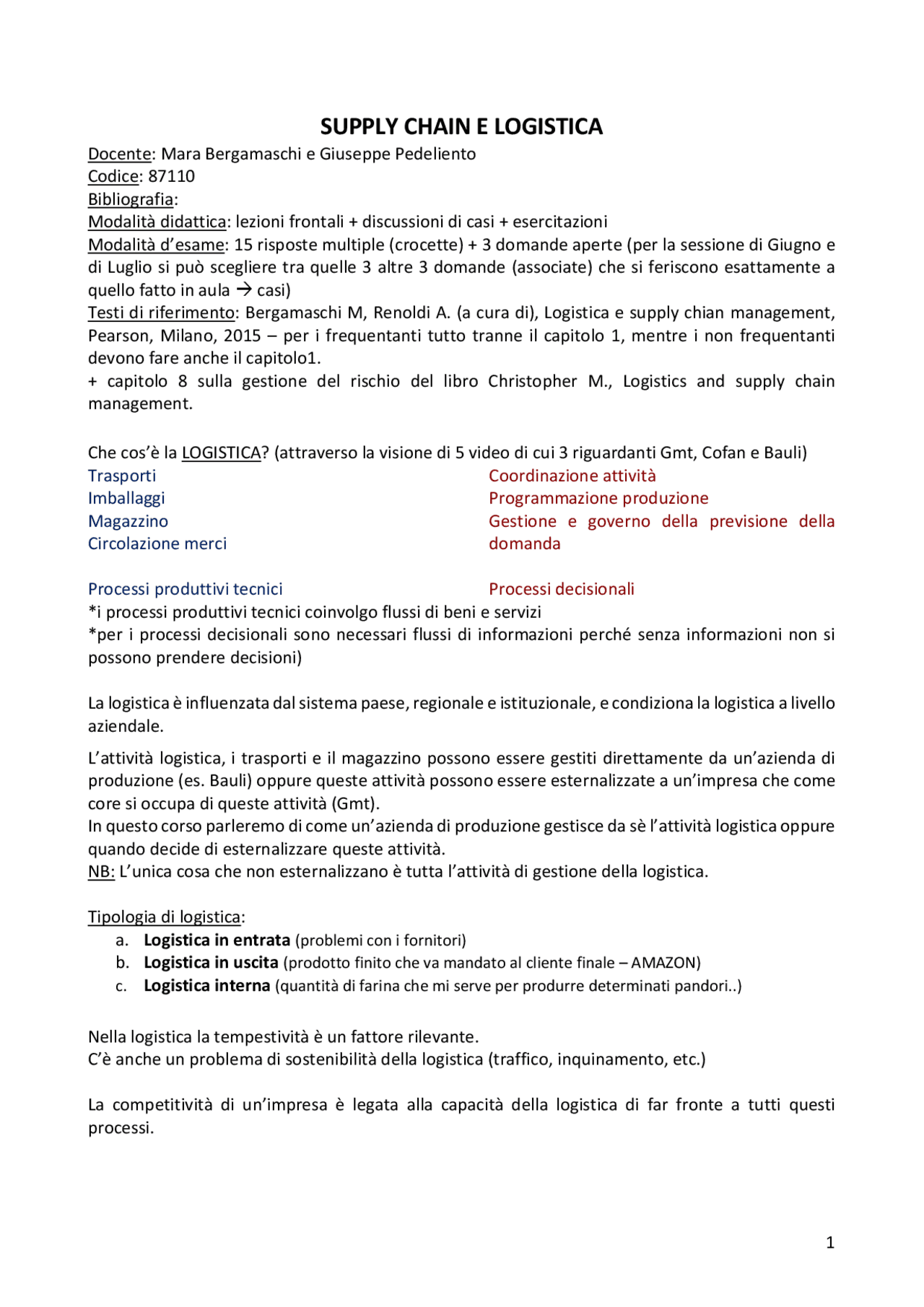 Logistica: Processi chiave e gestione della supply chain | Dispense di ...