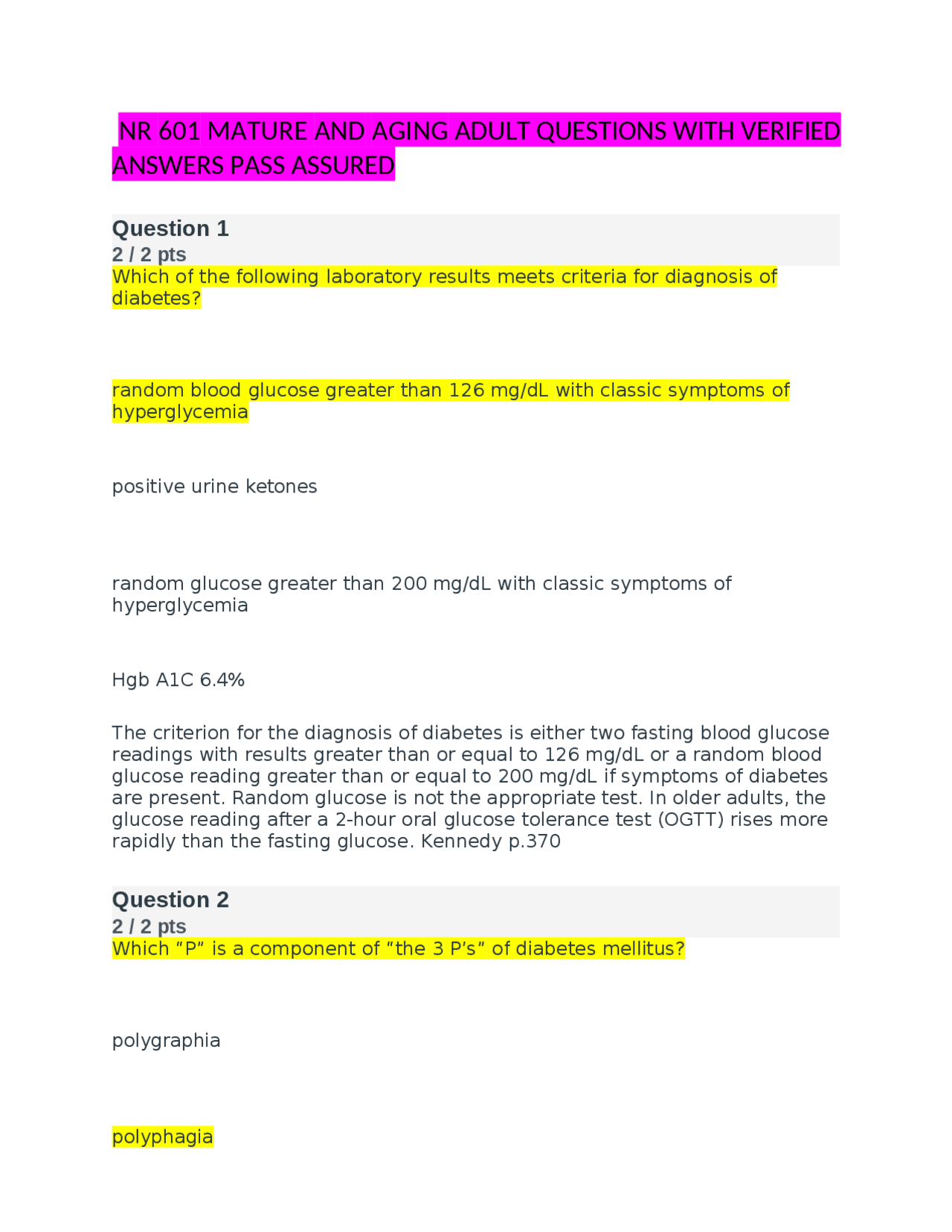 Diabetes Mellitus: Diagnosis, Treatment, and Management | Exams Nursing ...