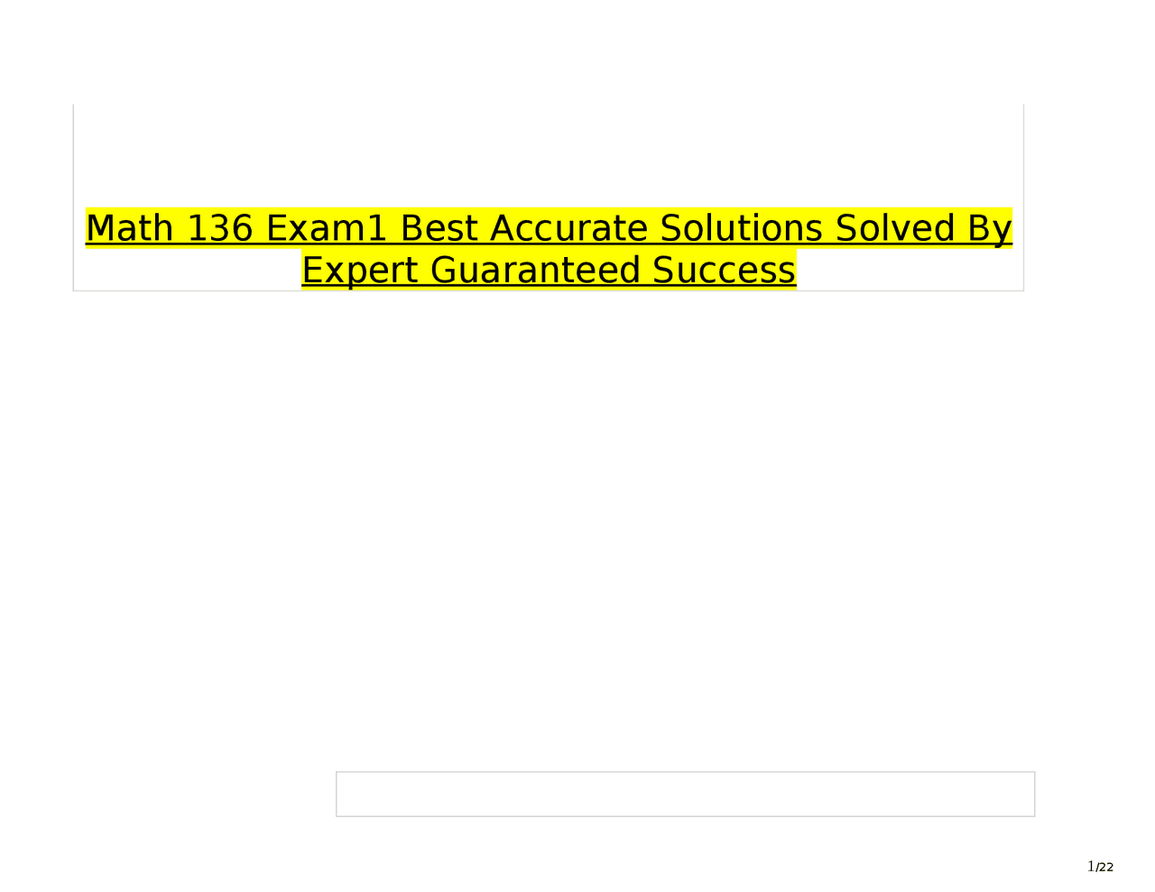 Math 136 Exam 1 Solutions: Algebraic Equations and Functions | Exams ...