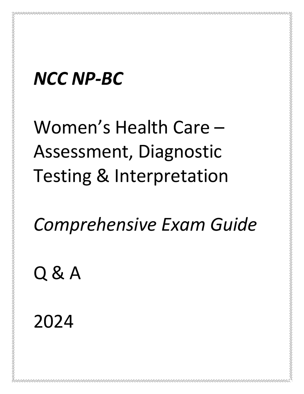 NCC NP-BC Women's Health Care ( Assessment, Diagnostic Testing ...