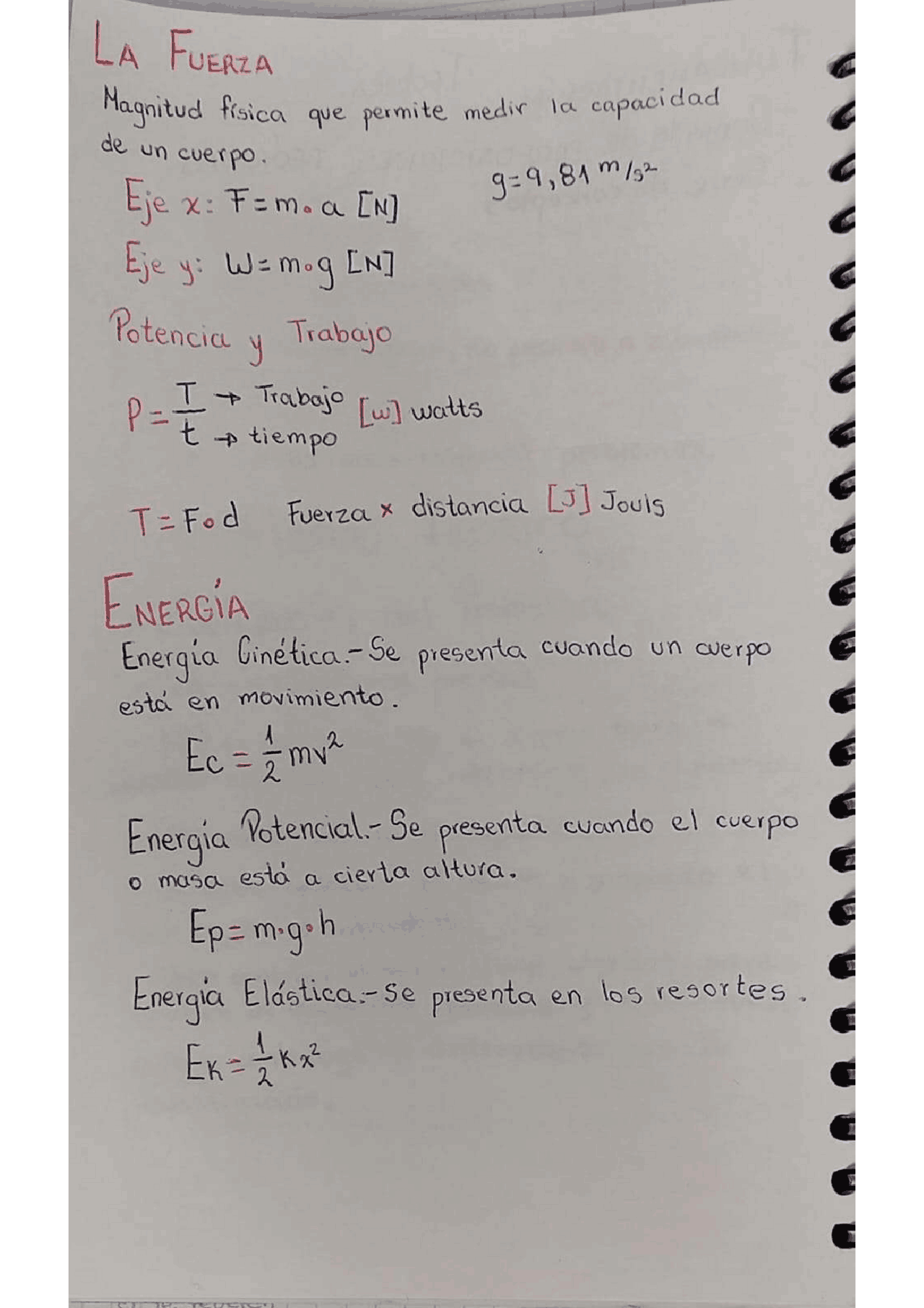 La Fuerza y Energía aplicada en la Física | Apuntes de Física | Docsity