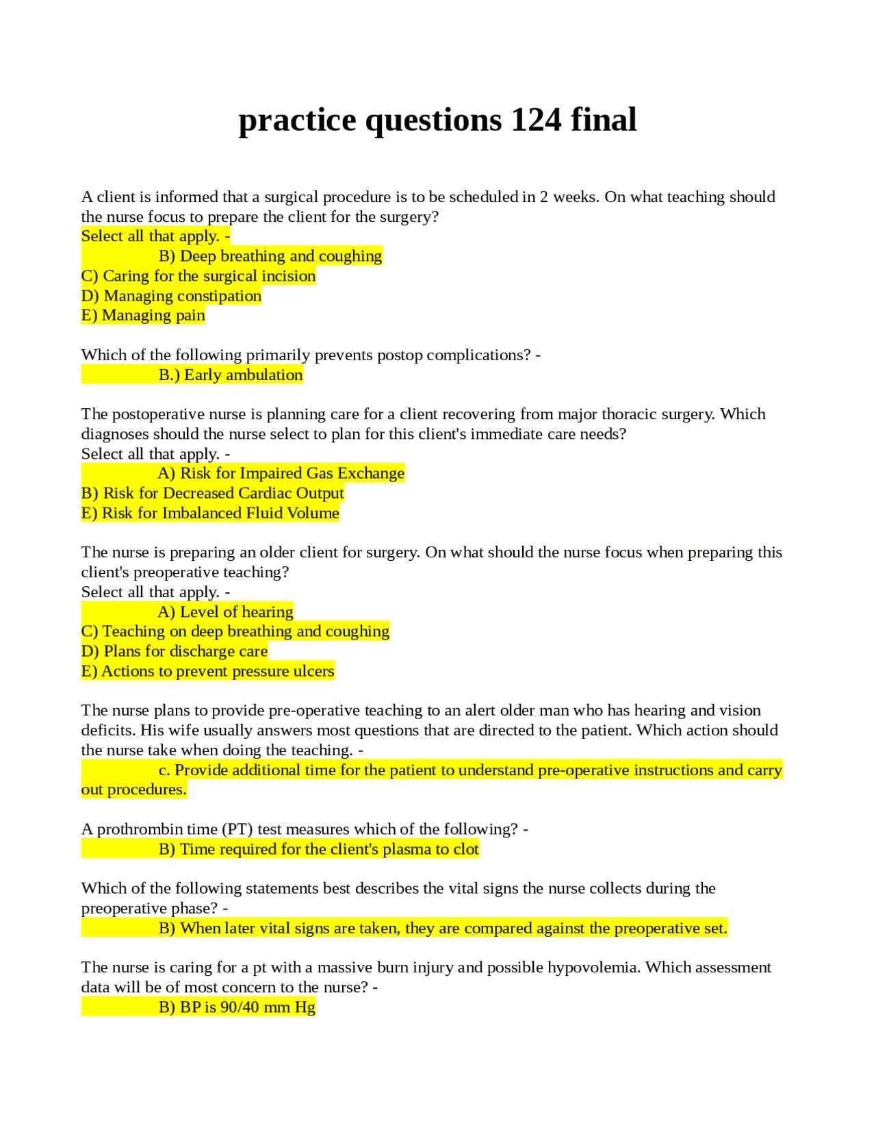 Preparing Clients for Surgery: Early Ambulation, Risk Assessment, and ...