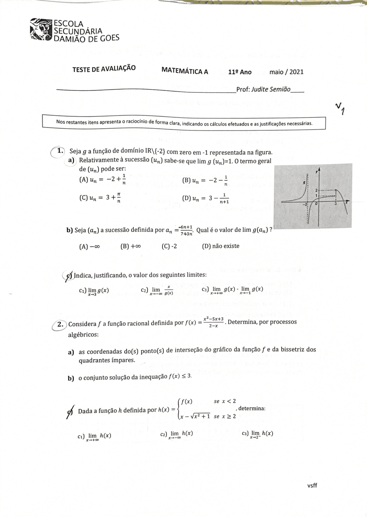 teste sobre matemática | Provas Matemática | Docsity