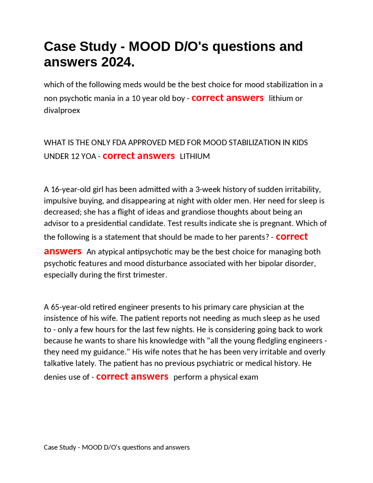 Case Study: Mood Disorders Diagnosis and Treatment in Various Age Groups | Exams Health sciences ...