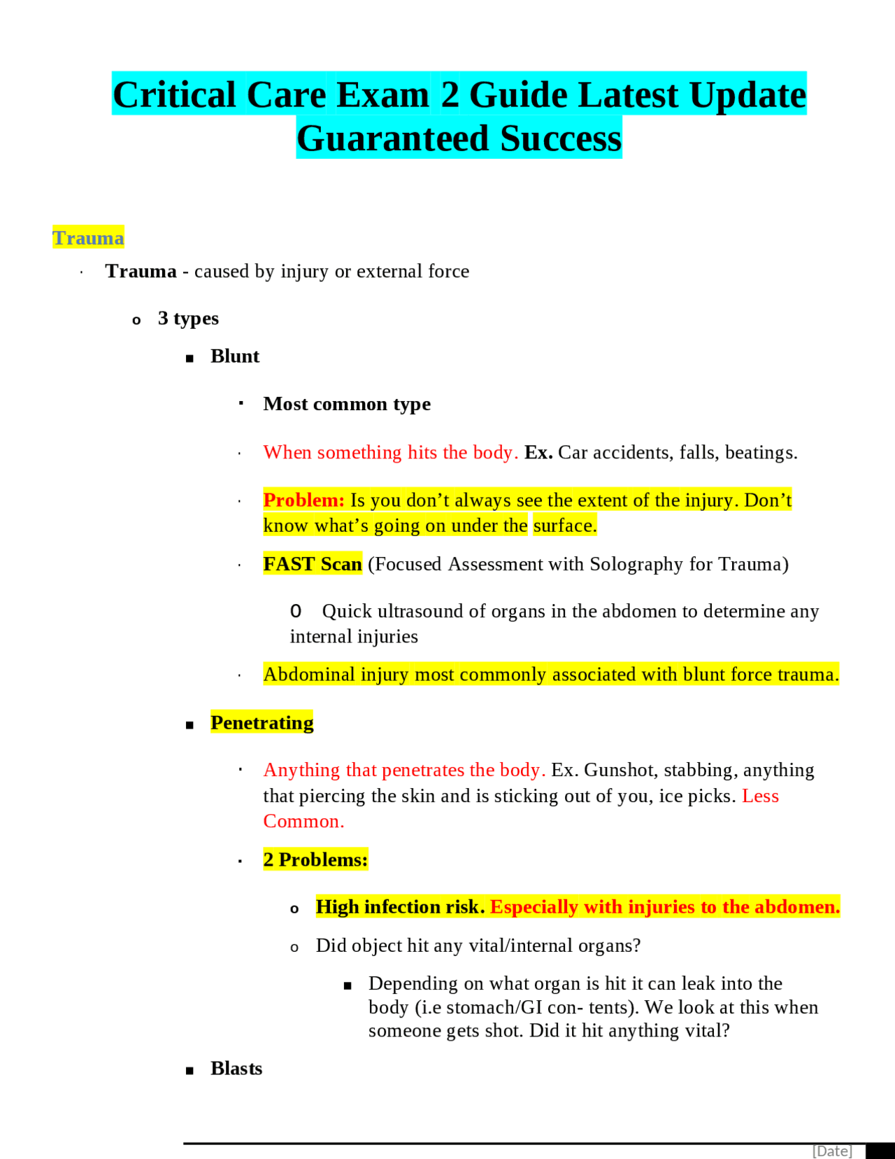 Critical Care Exam 2 Guide Latest Update Guaranteed Success | Exams ...