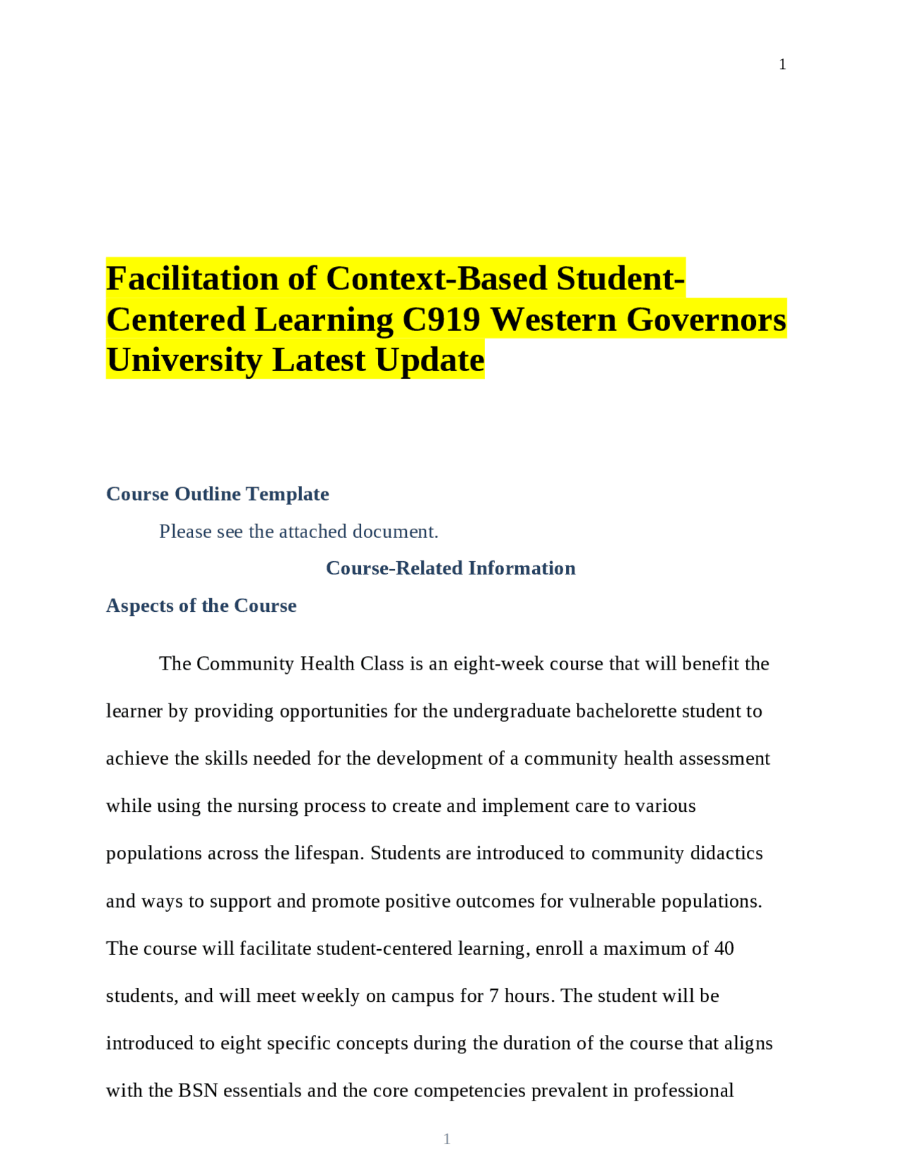 Facilitation of Context-Based Student-Centered Learning C919 Western ...