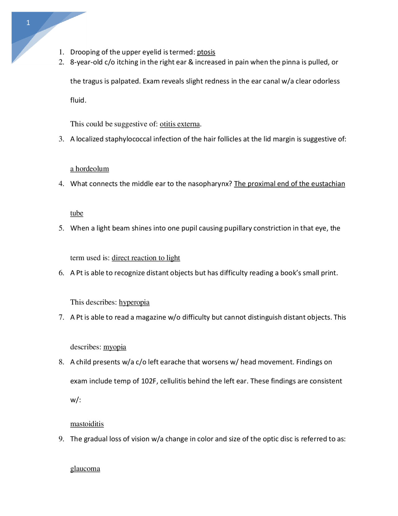 Ophthalmology Case Study: Common Eye and Ear Conditions | Exams Nursing ...