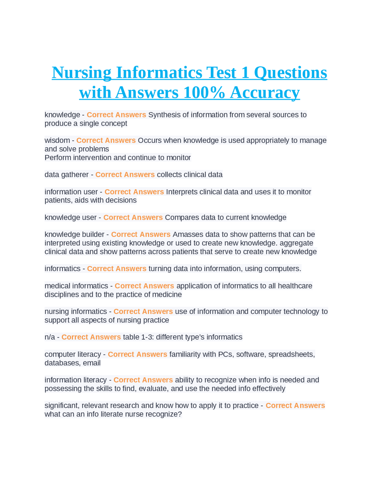 Data Verification And Clinical Information Systems In Healthcare Exams Nursing Docsity 4597