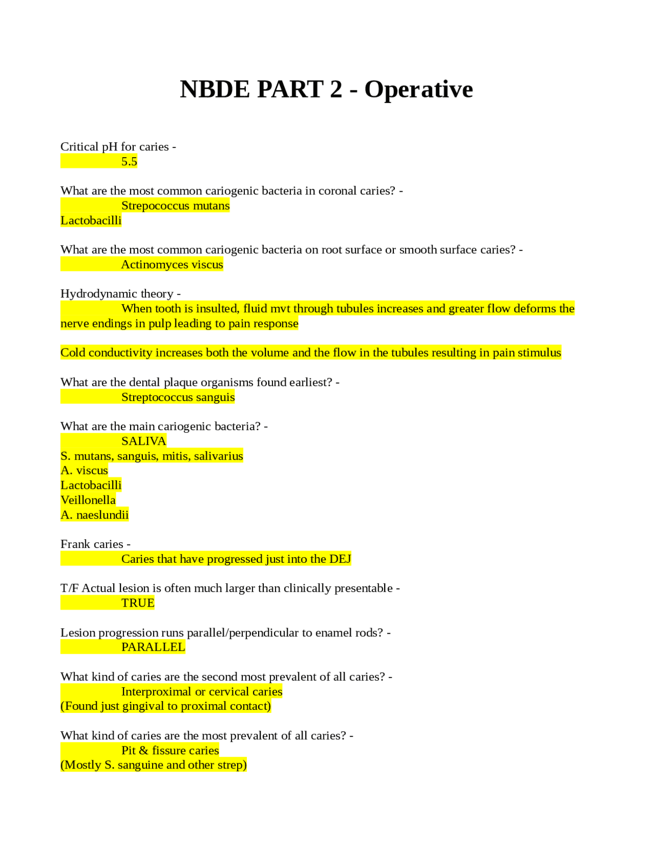 NBDE PART 2 - Operative. NBDE PART 2 - Operative. | Exams Medicine ...