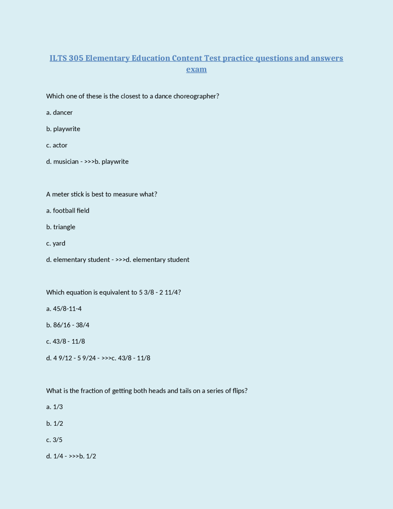 ILTS 305 Elementary Education Content Test practice questions and ...