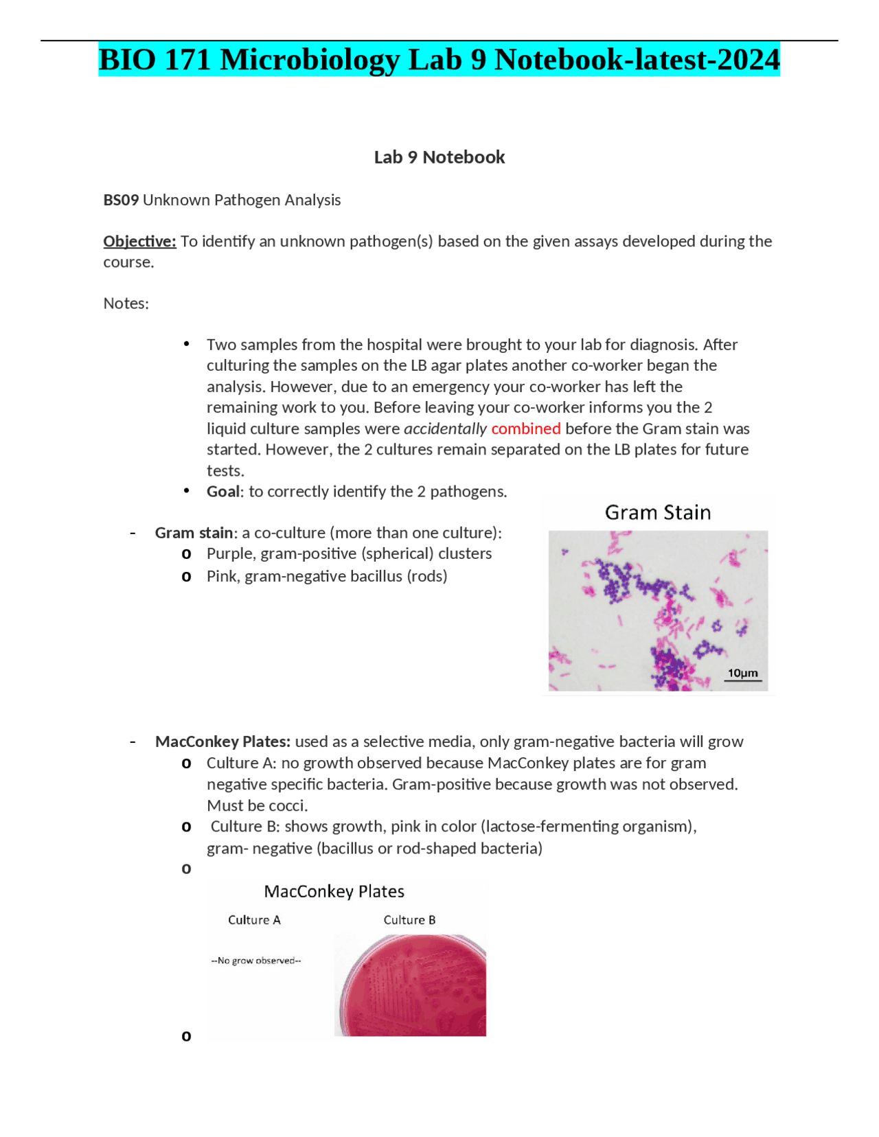 BIO 171 Microbiology Lab 9 Notebook-complete-2024.docx | Exams Nursing ...