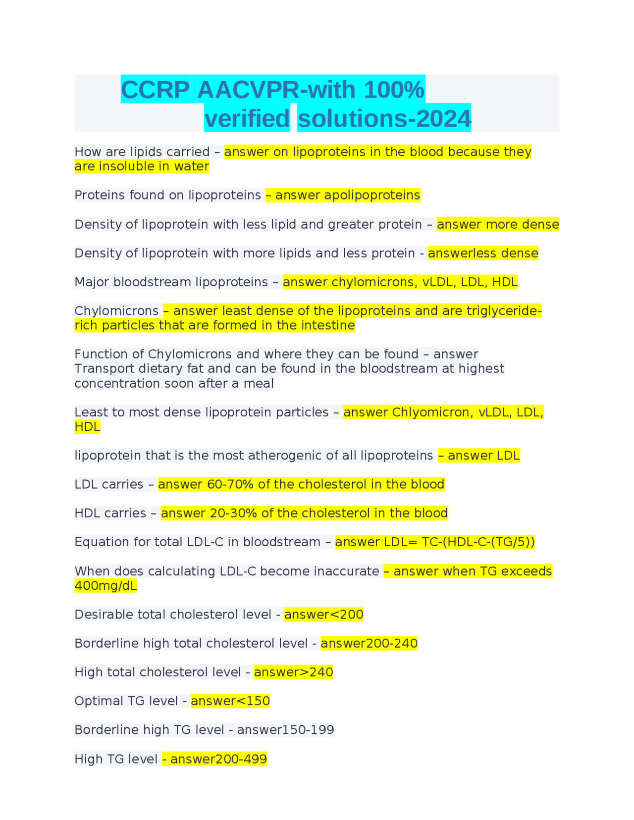 CCRP AACVPR-with 100% verified solutions-2024.docx | Exams Advanced ...