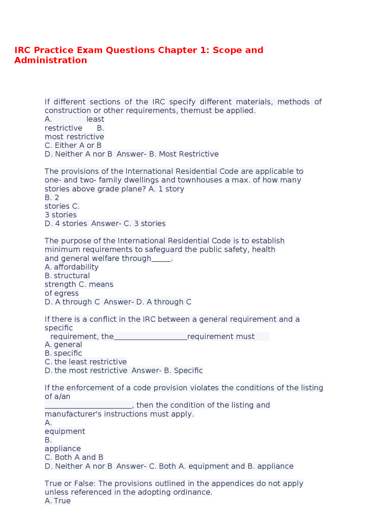 IRC Building Code Compliance and Permitting Requirements | Exams ...