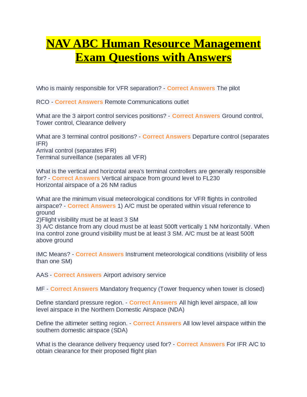 NAV ABC Human Resource Management Exam Questions with Answers | Exams ...
