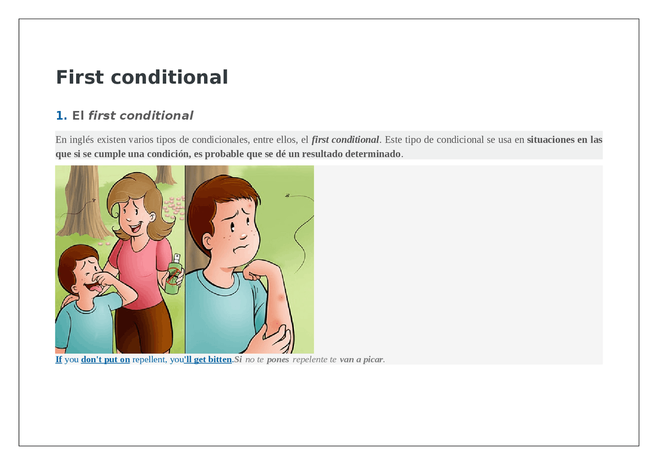 First conditional sentences | Exámenes selectividad de Inglés | Docsity