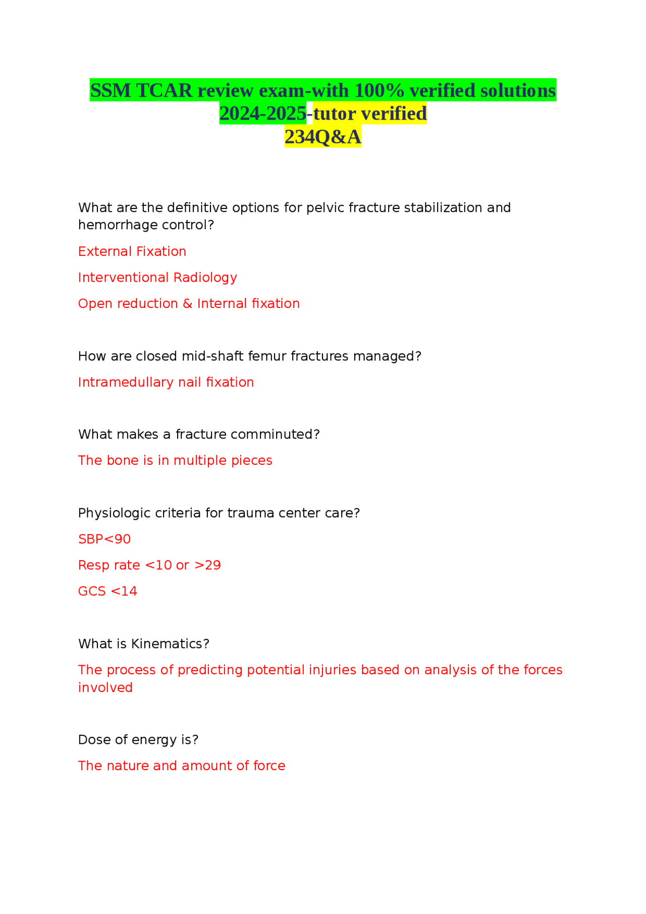 SSM TCAR review exam-with 100% verified solutions 2024-2025-tutor verified.docx | Exams Advanced ...