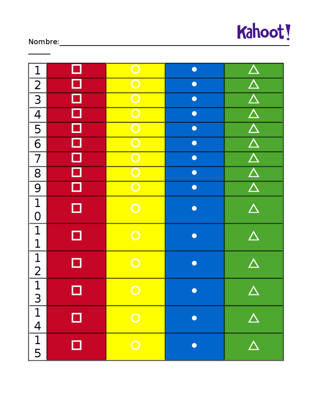 Plantilla de Kahoot para aplicar sin internet | Exámenes de Pedagogía ...
