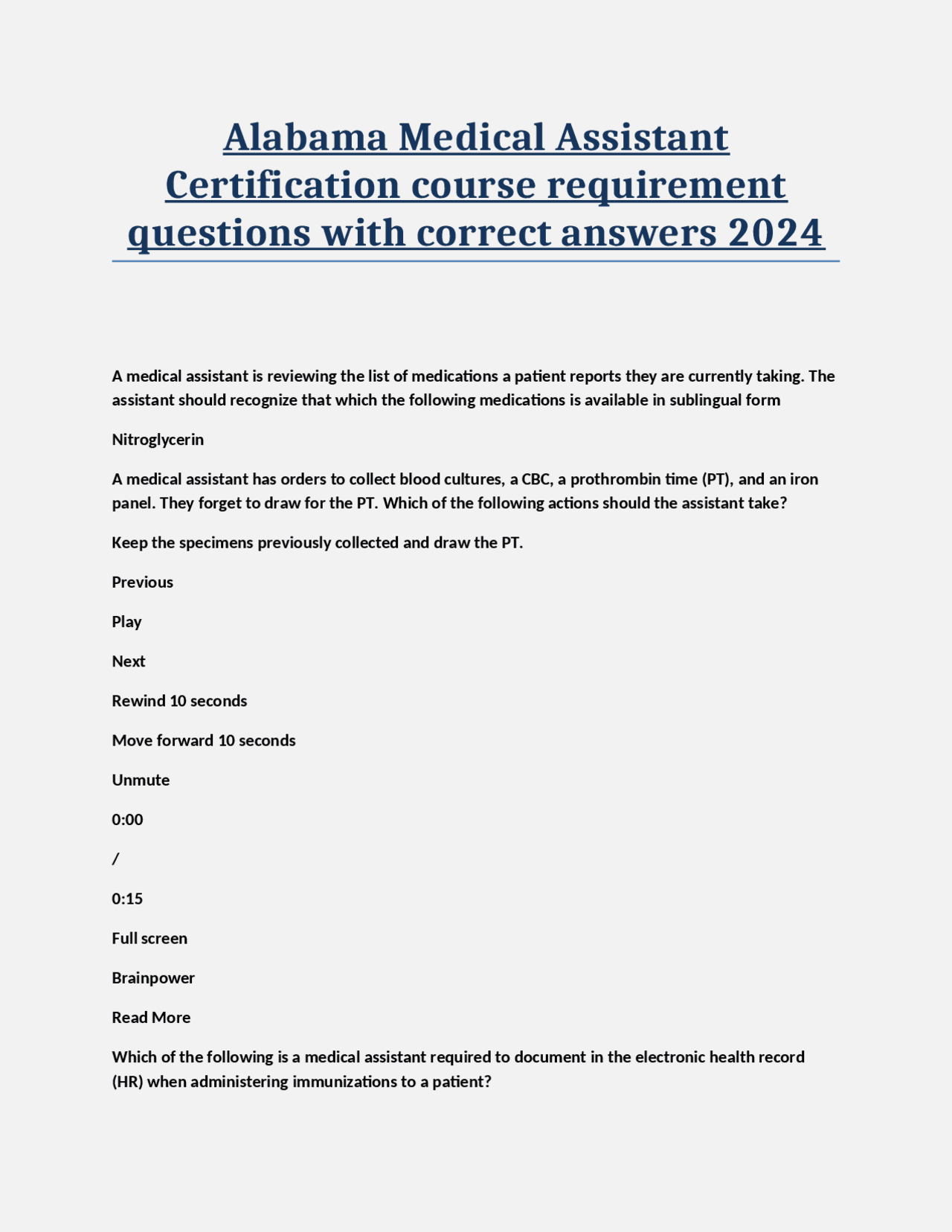 Alabama Medical Assistant Certification course requirement questions ...