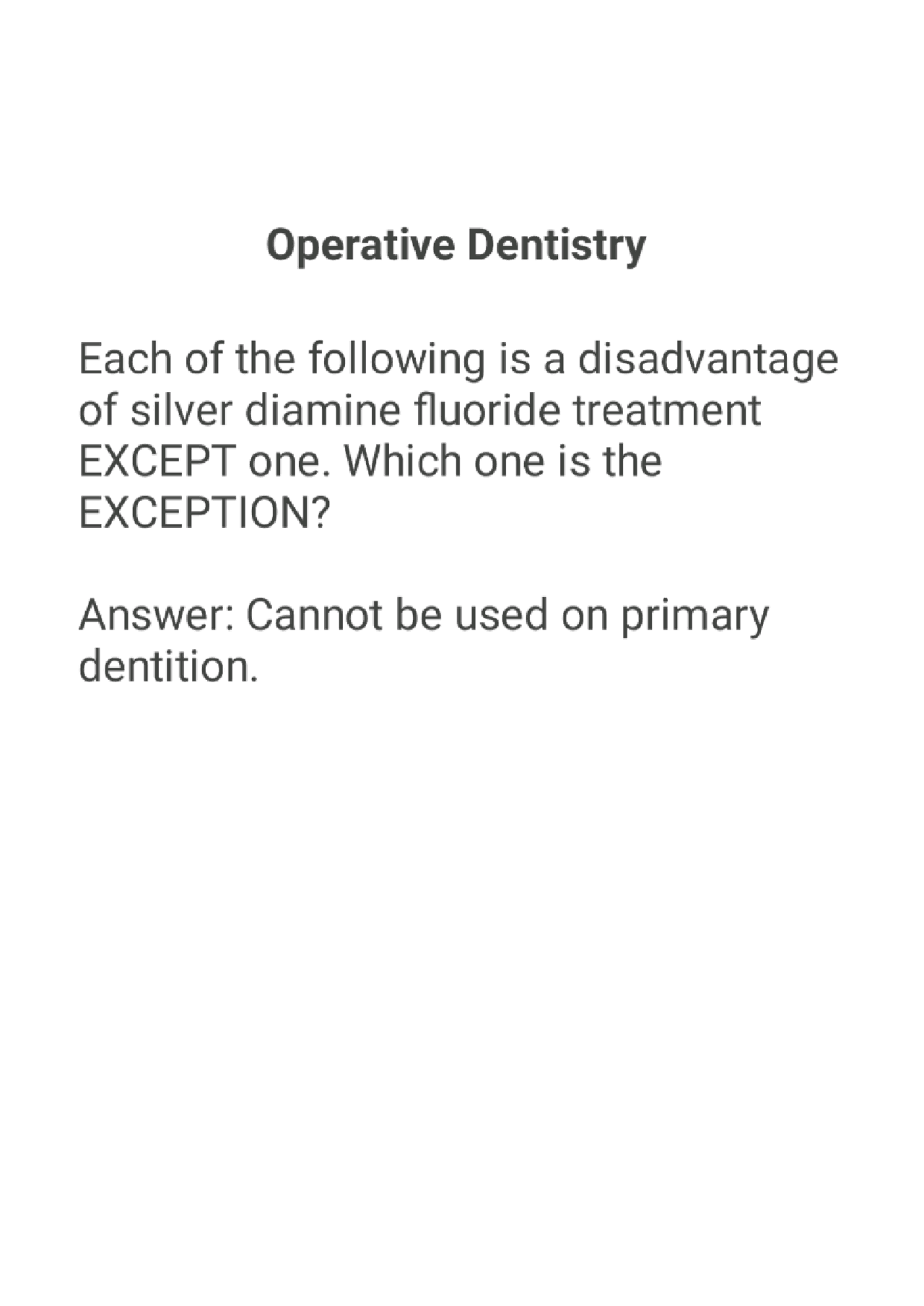 The topics of which is Operative Dentistry | Exercises Dentistry | Docsity