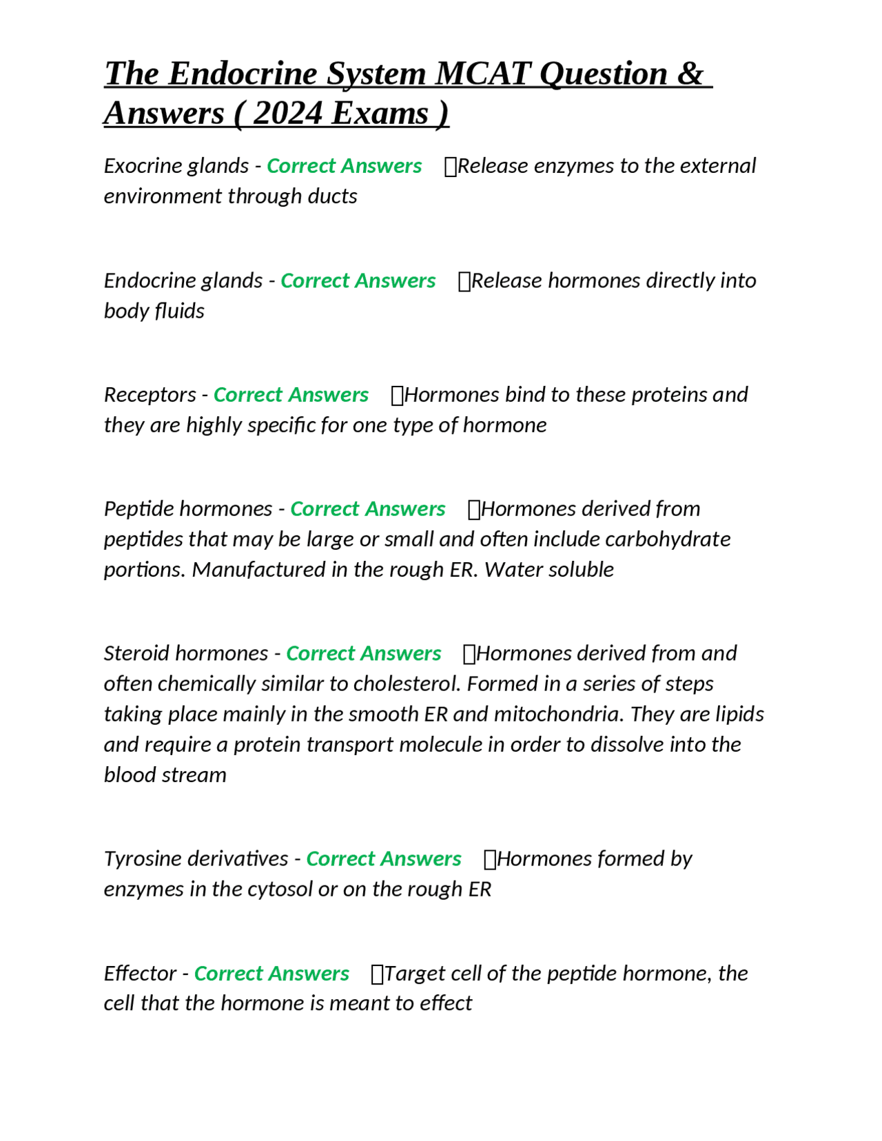 The Endocrine System MCAT Question & Answers ( 2024 Exams ) | Exams ...