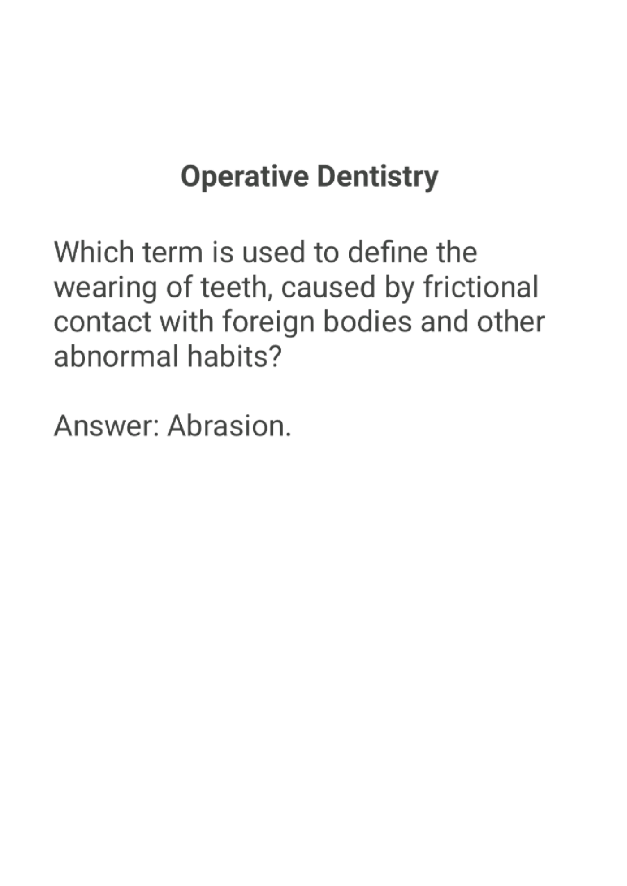 The topics of these documents is Operative Dentistry | Exercises Dentistry | Docsity