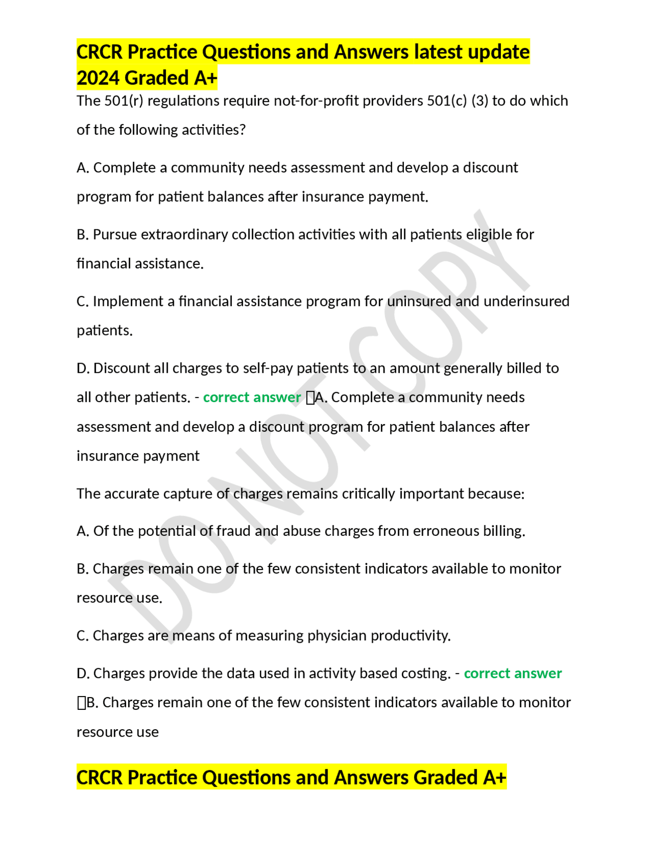 Practice Questions and Answers latest update 2024 Graded A+ Practice ...