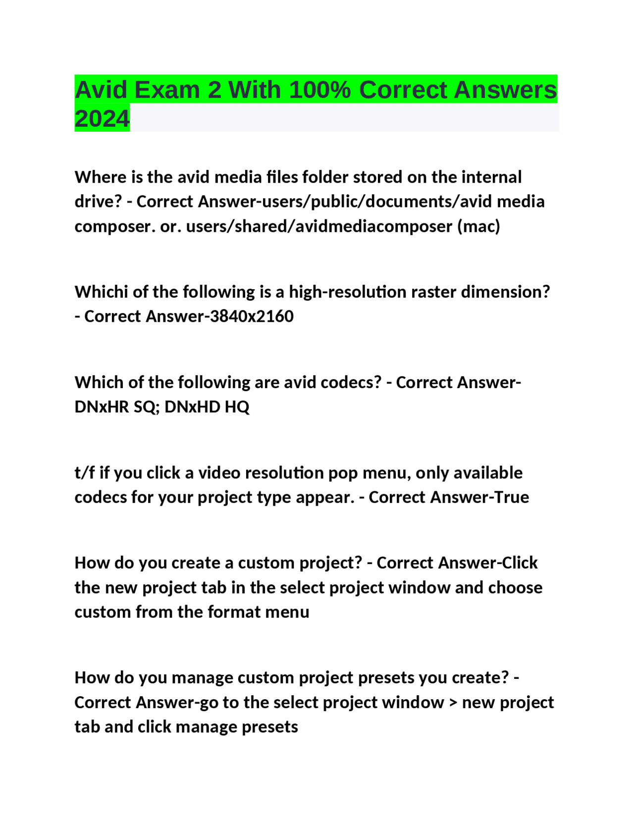 Avid Exam 2 With 100% Correct Answers 2024 | Exams Engineering | Docsity