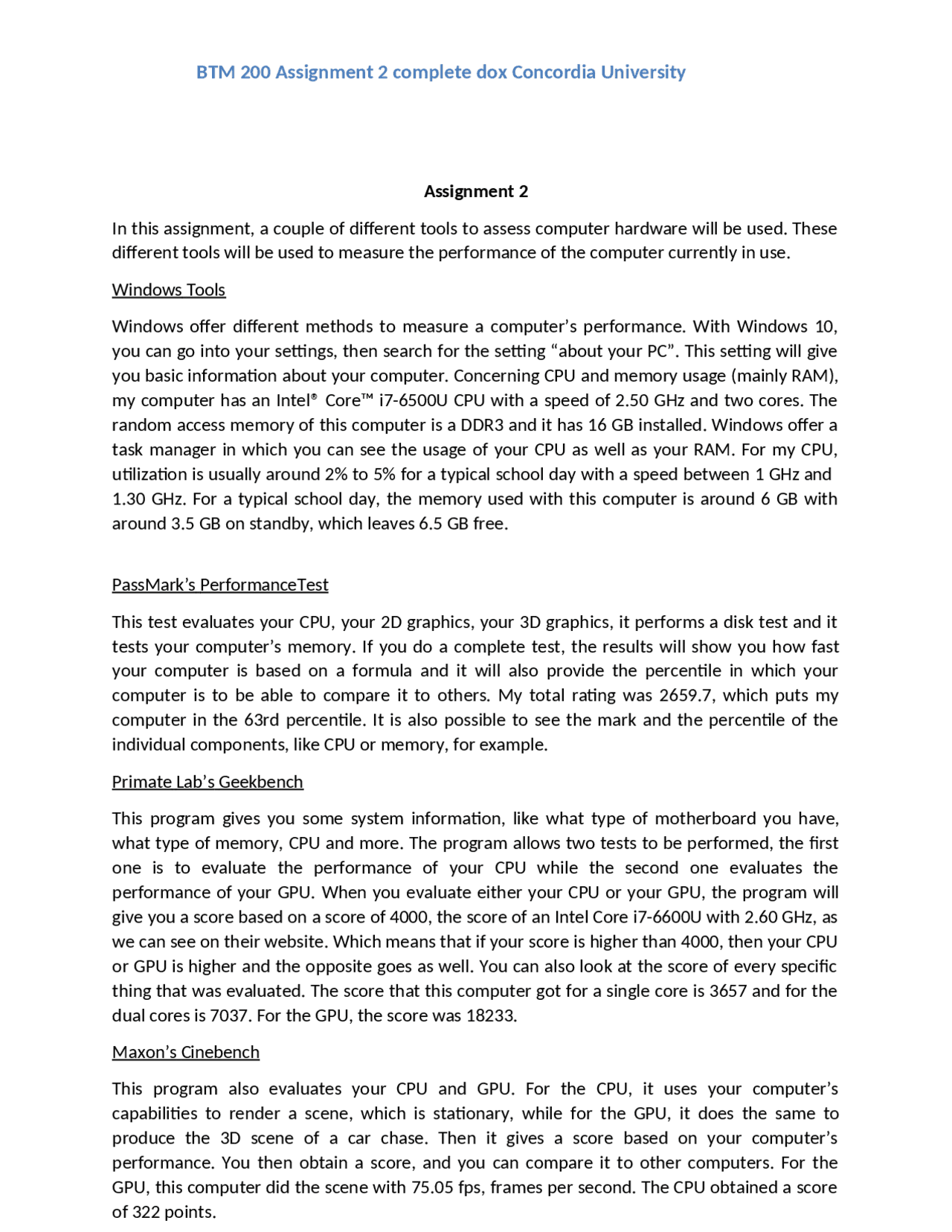 BTM 200 Assignment 2 complete dox Concordia University | Exams ...