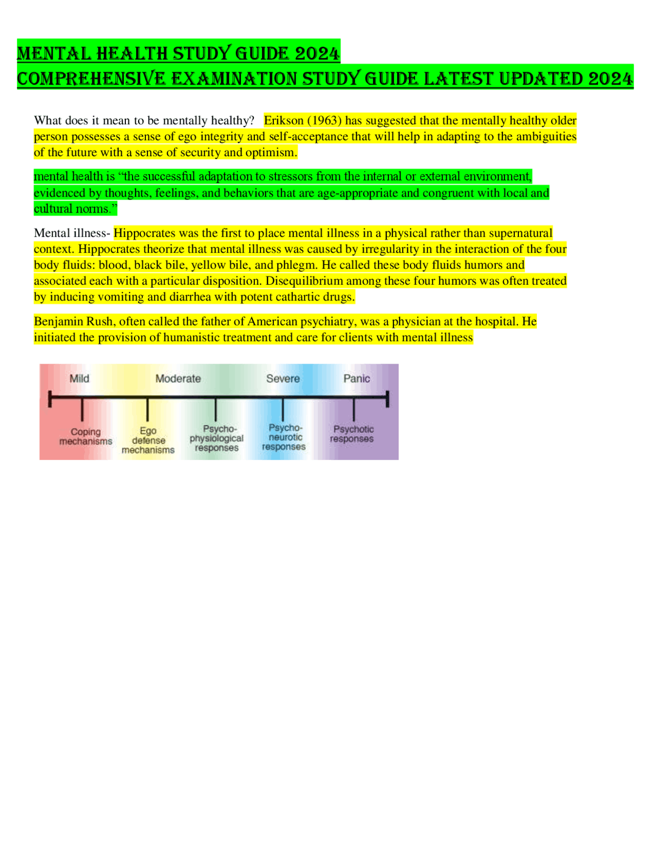 Mental Health Study Guide 2024 Comprehensive Examination Study Guide ...