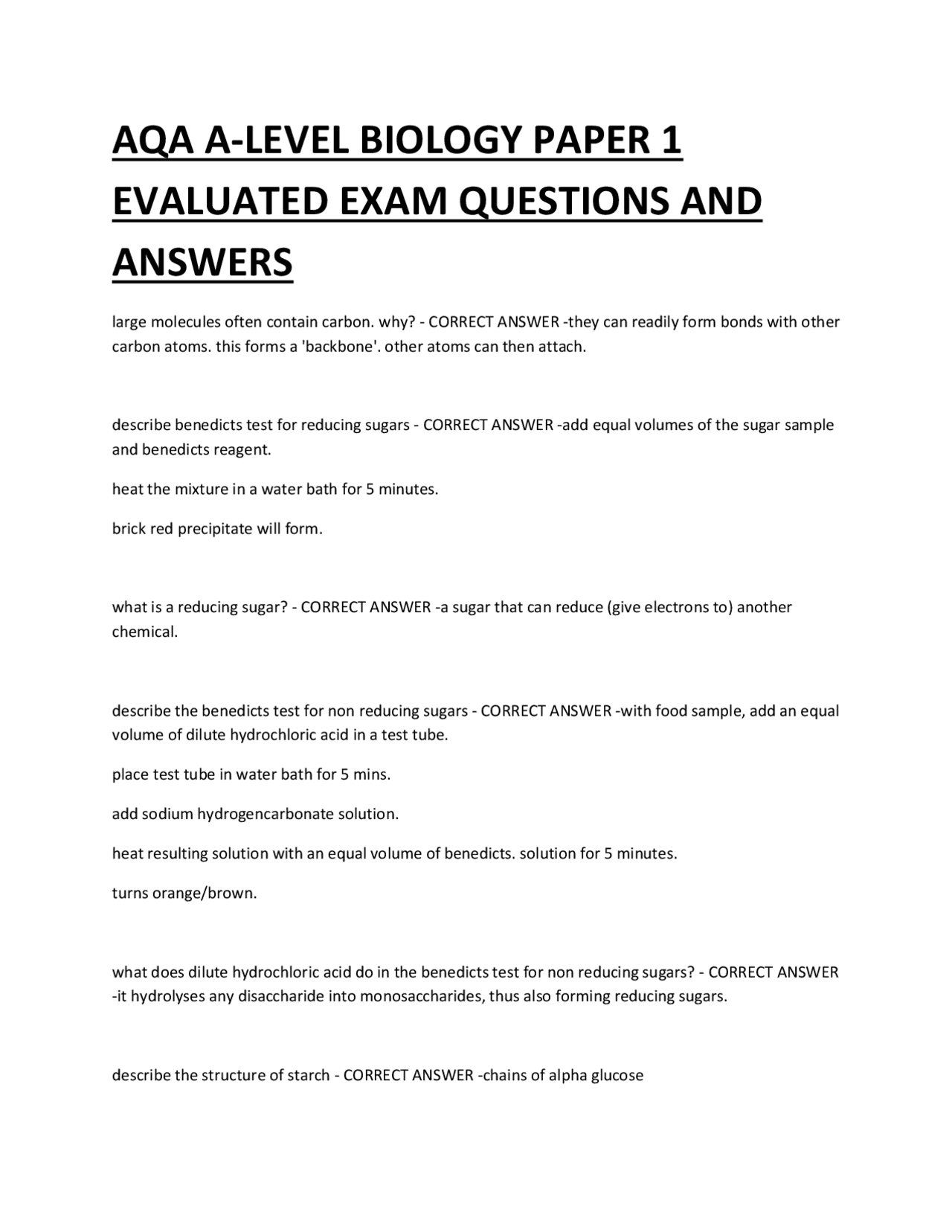 AQA A-LEVEL BIOLOGY PAPER 1 EVALUATED EXAM QUESTIONS AND ANSWERS ...