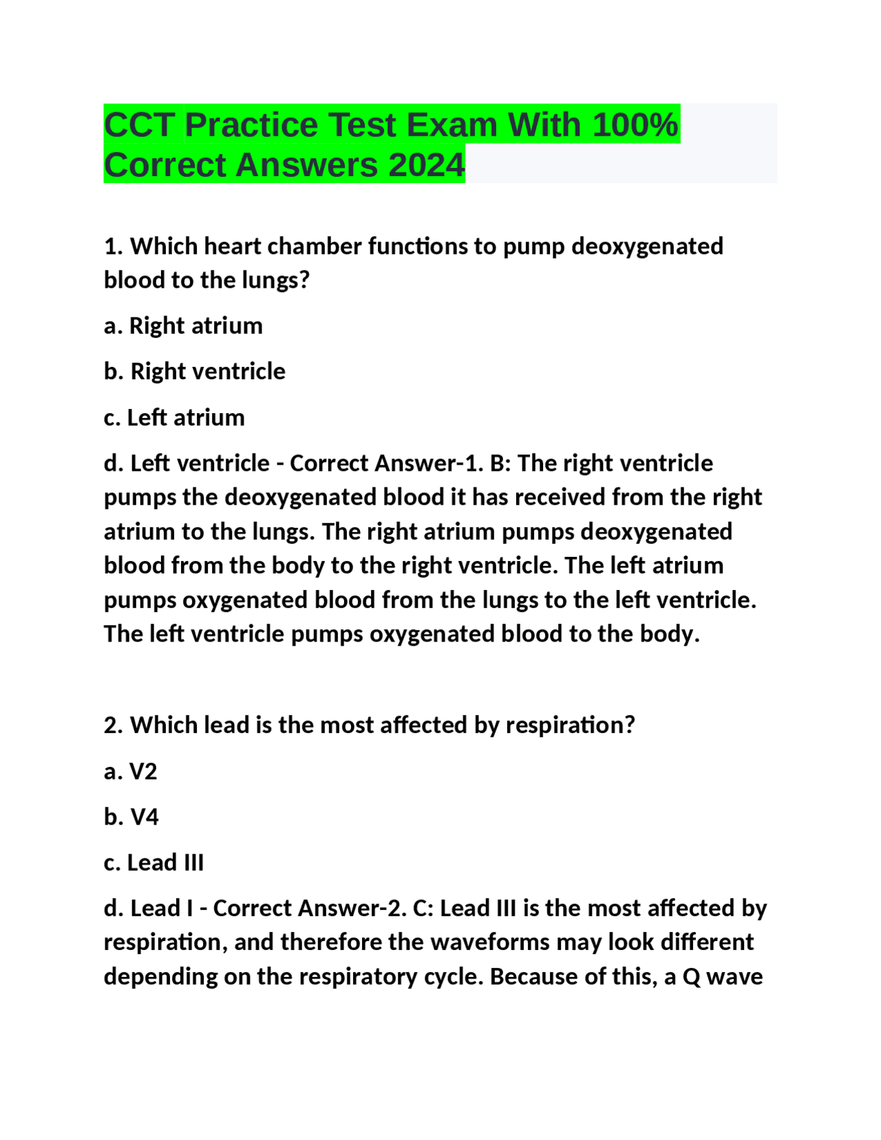 CCT Practice Test Exam With 100% Correct Answers 2024 | Quizzes ...
