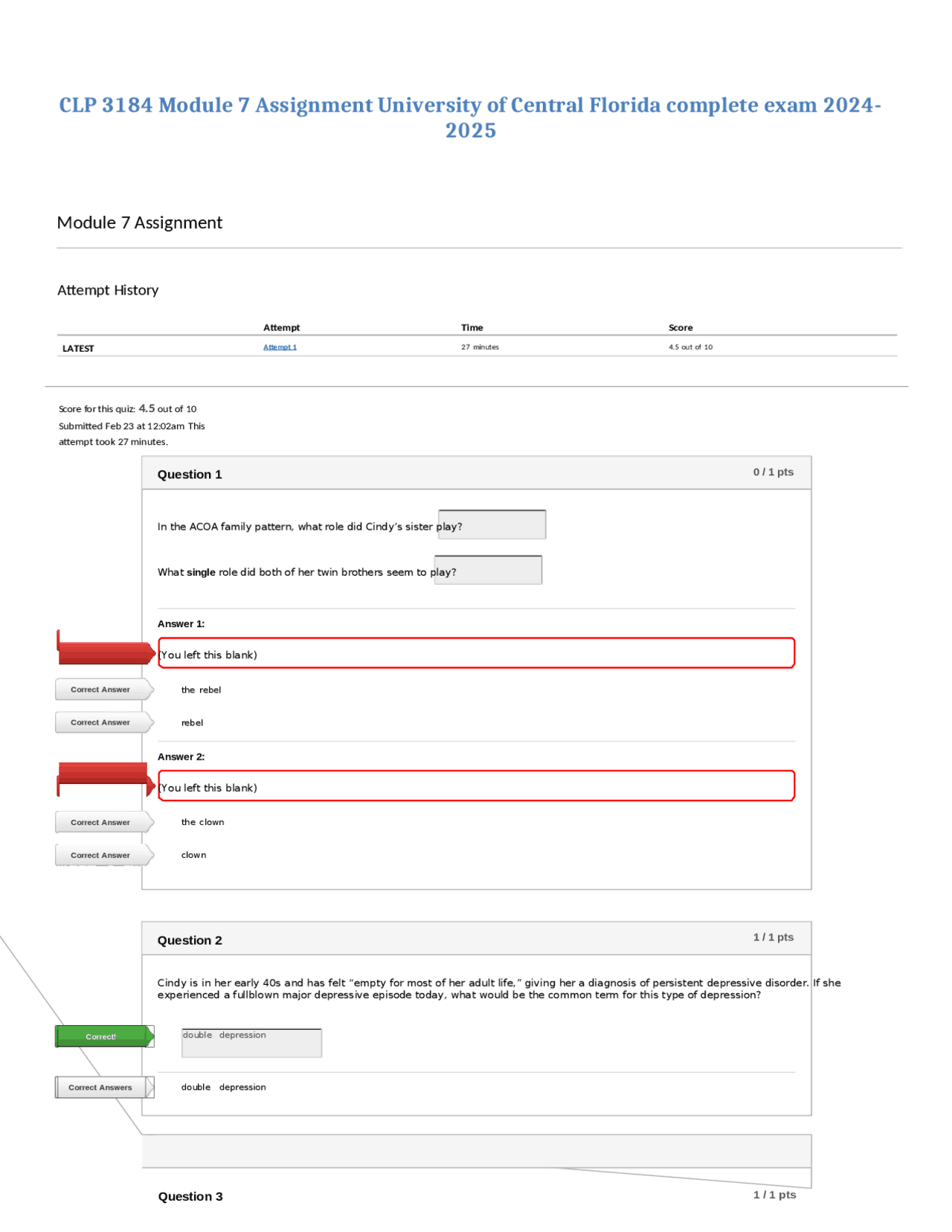 CLP 3184 Module 7 Assignment University of Central Florida complete ...