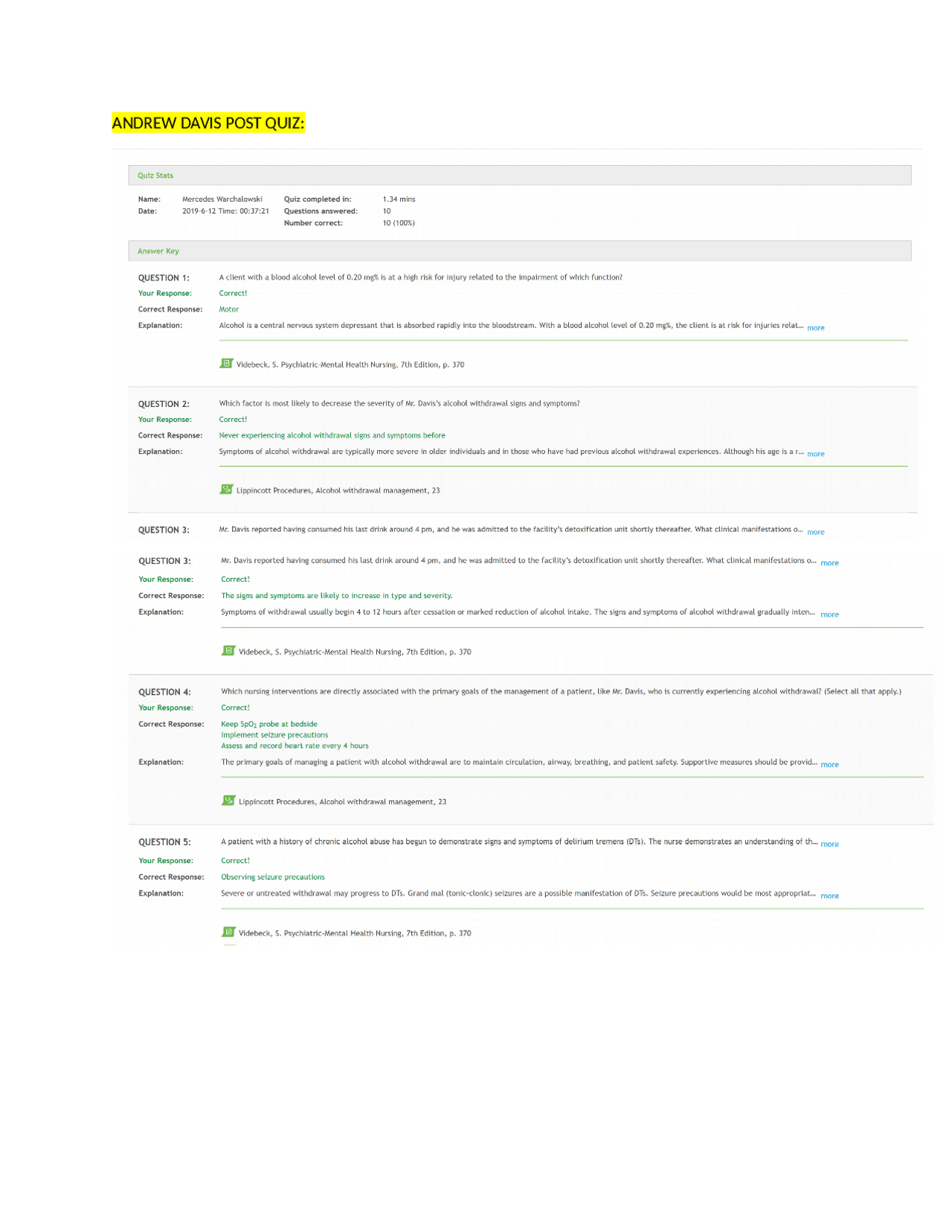 VSIMS_POST_QUIZZES CORRECT QUESTIONS AND ANSWERS | Quizzes Nursing ...