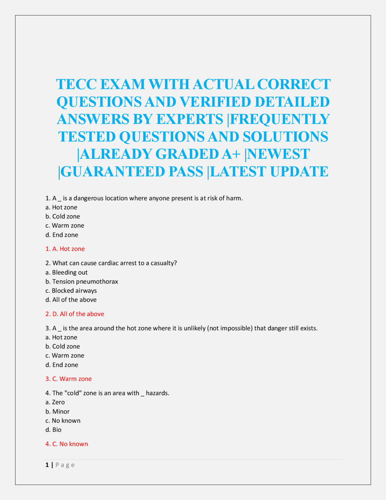 TECC EXAM WITH ACTUAL CORRECT QUESTIONS AND VERIFIED DETAILED ANSWERS ...
