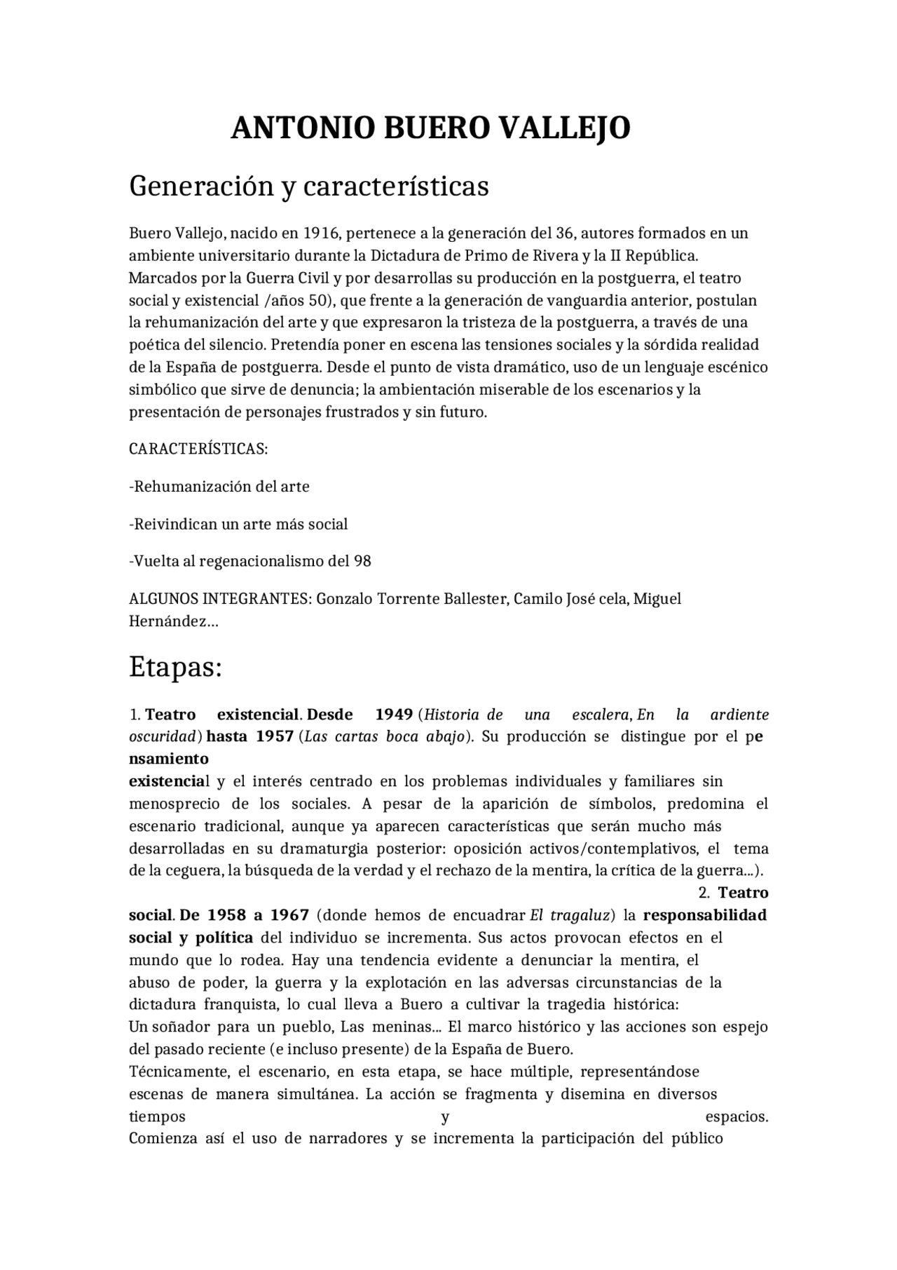 La generación del 36 y el teatro de Antonio Buero Vallejo | Resúmenes ...