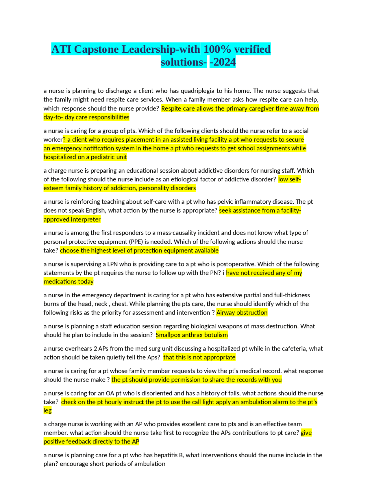 ATI Capstone Leadership-with 100% verified solutions- -2024.docx ...