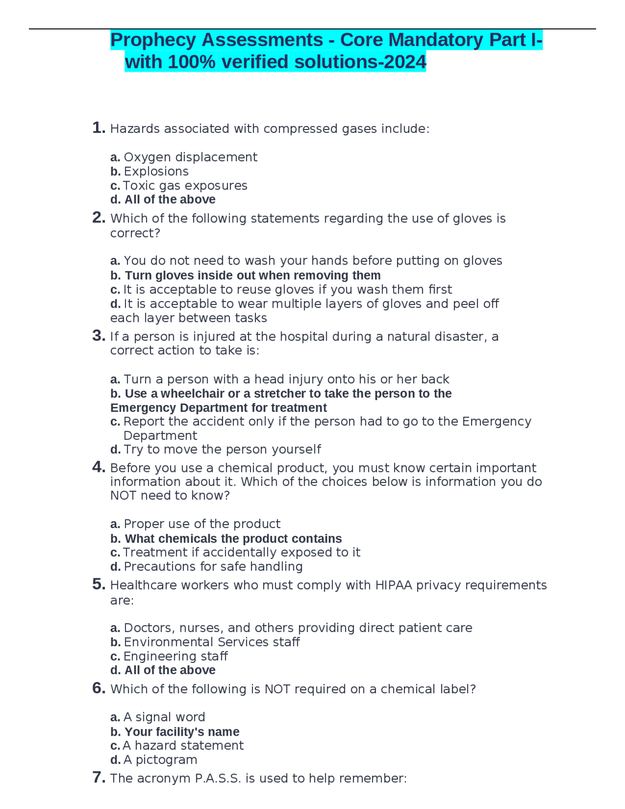 Prophecy Assessments - Core Mandatory Part I- with 100% verified ...