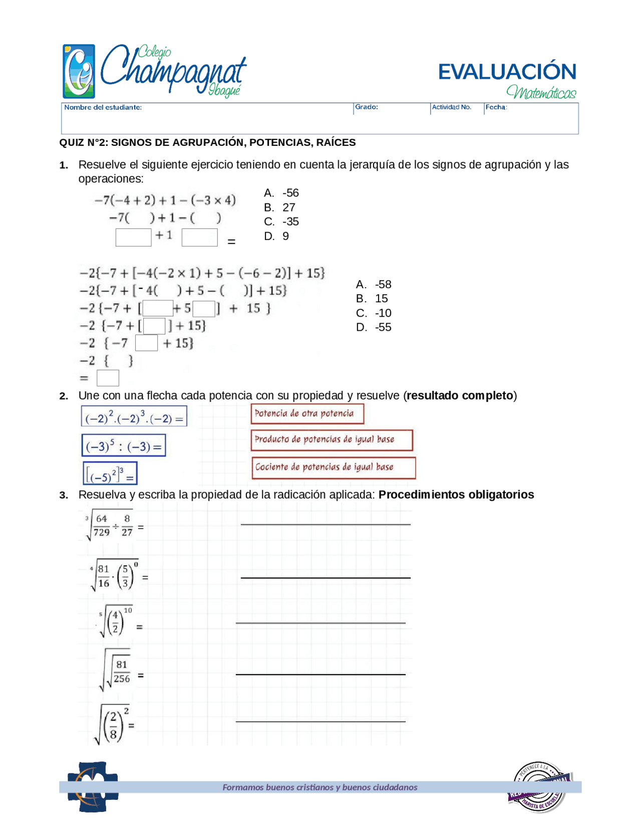 Quiz para repasar y aprender | Ejercicios de Matemáticas | Docsity