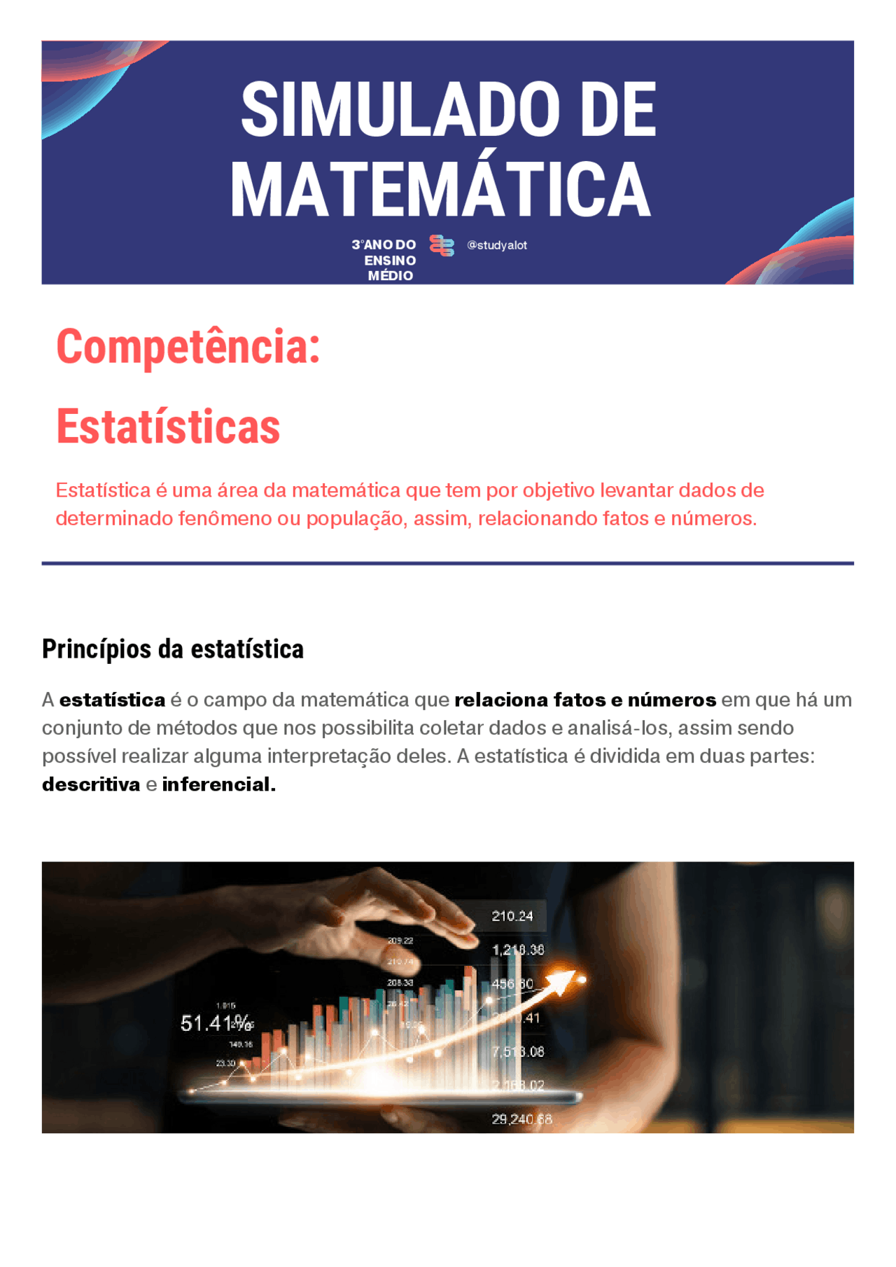 Atividade sobre estatísticas. | Exercícios Matemática | Docsity