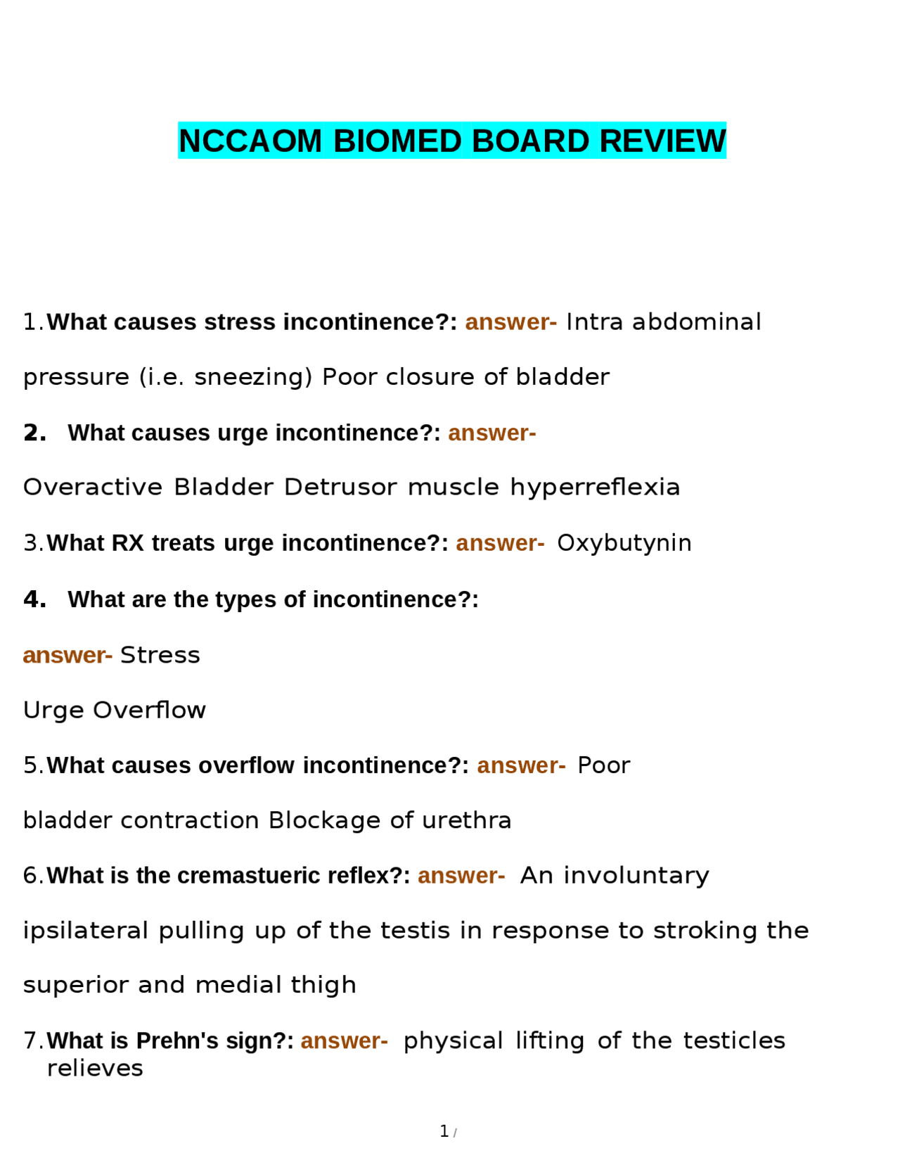 NCCAOM BIOMED BOARD REVIEW GRADED A+ 2024 | Exams Nursing | Docsity