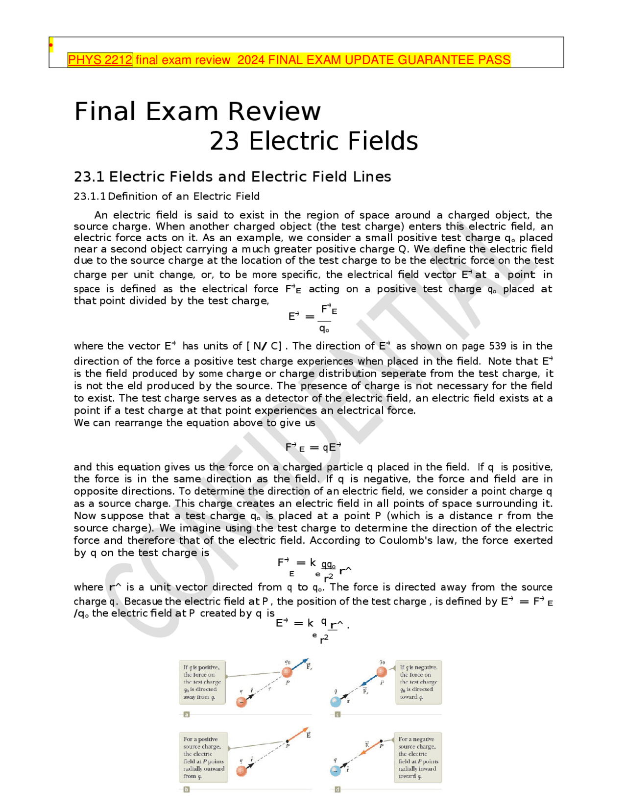 PHYS 2212 final exam review 2024 FINAL EXAM UPDATE GUARANTEE PASS | Exams Physics | Docsity