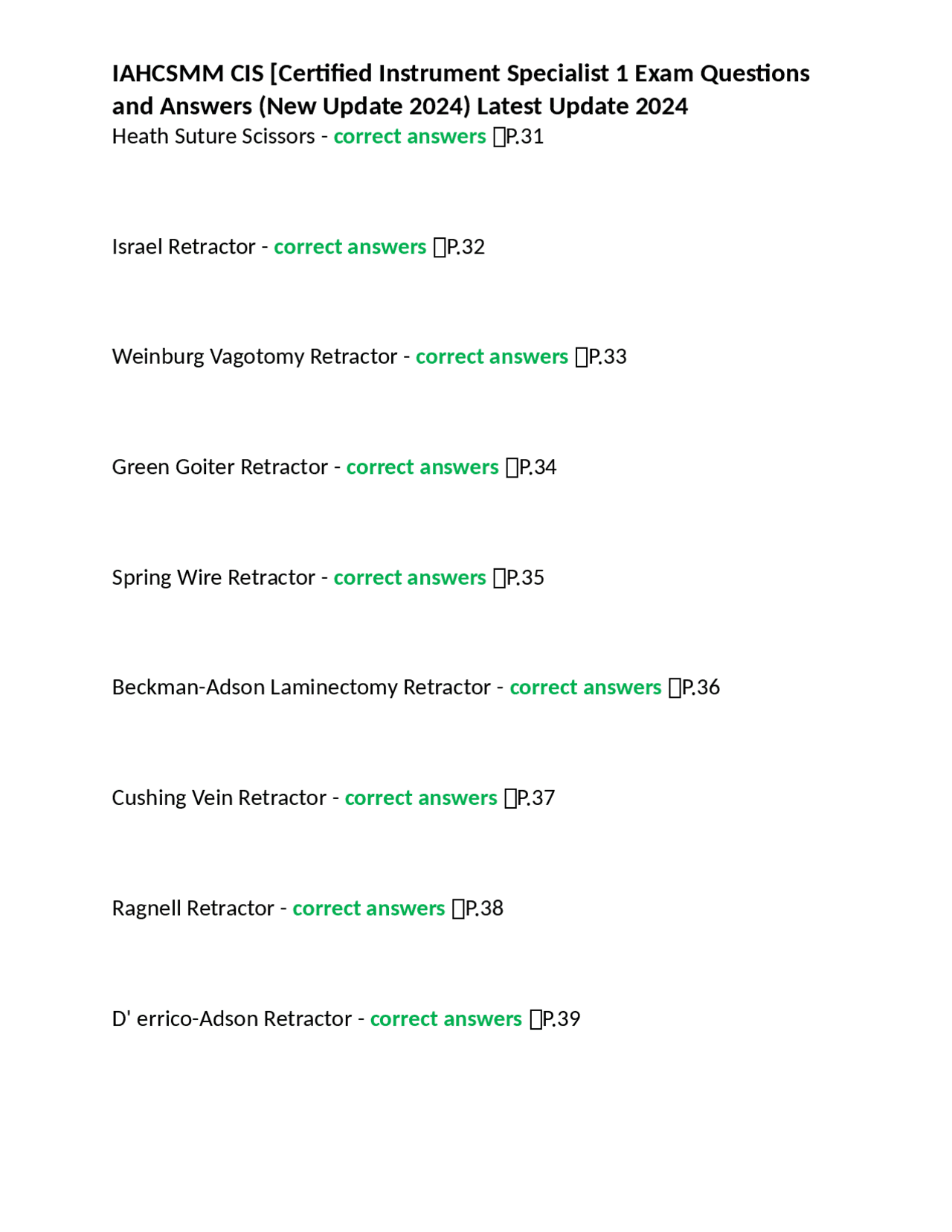 IAHCSMM CIS [Certified Instrument Specialist 1 Exam Questions and ...