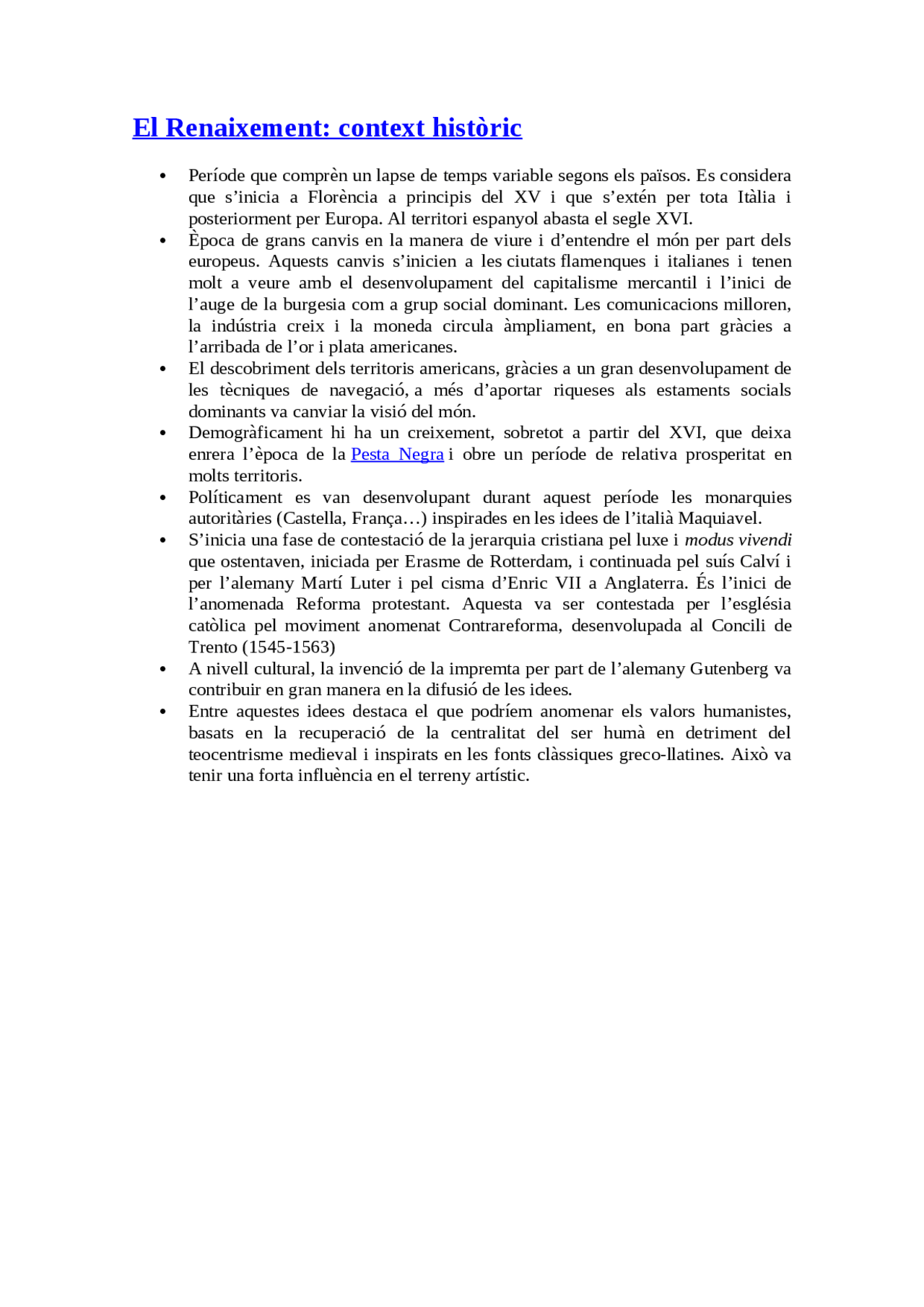 características del renacimiento | Resúmenes de Historia | Docsity